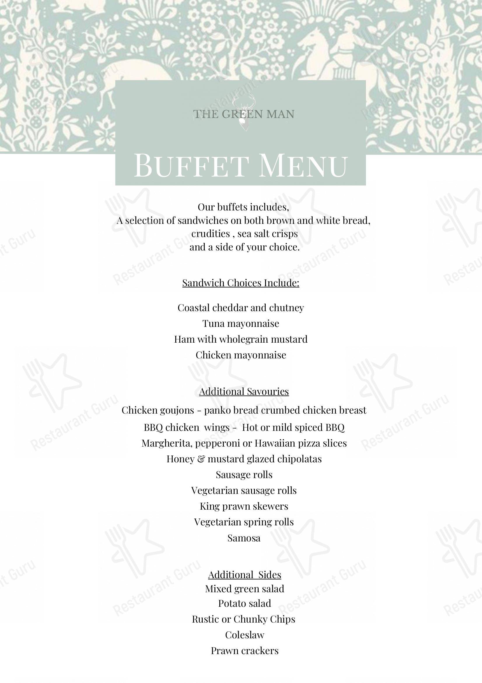 Menu at The Green Man pub & bar, Lydlinch