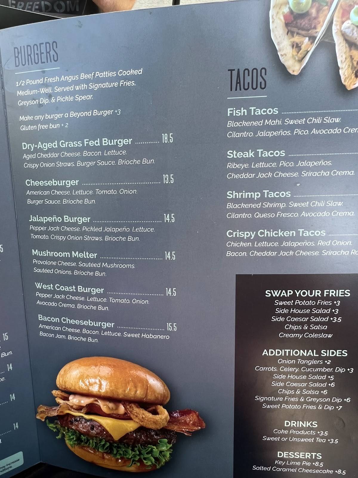 Menu at The Greyson pub & bar, Lakewood Ranch