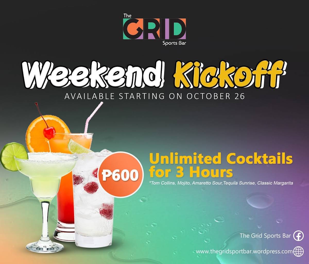 Menu at The Grid Sports bar, Quezon City