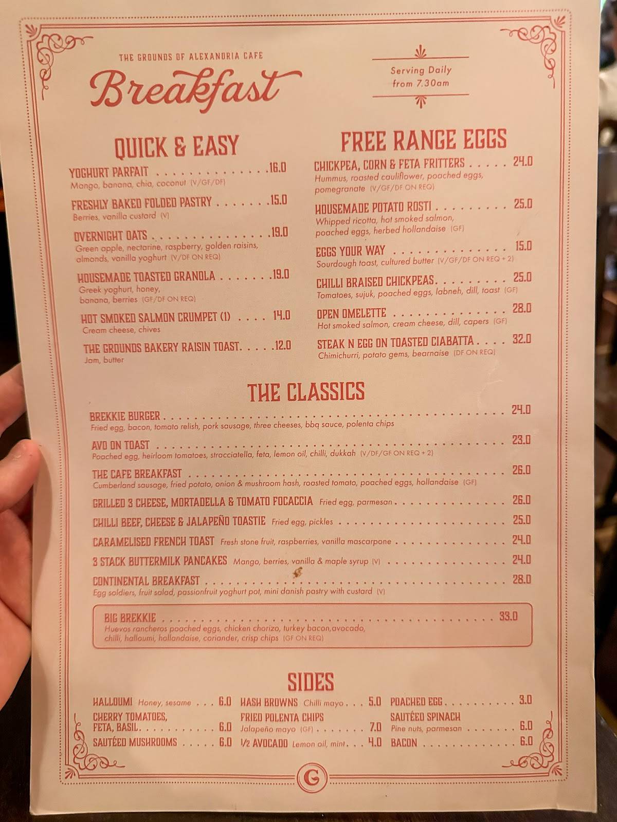 Menu at The Grounds of Alexandria pub & bar, Alexandria