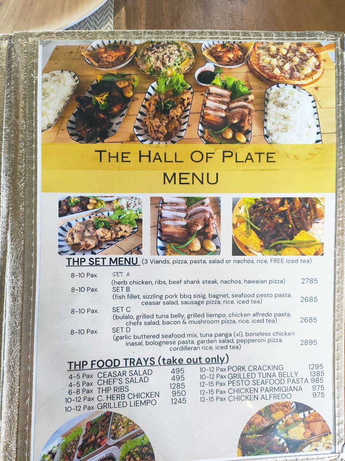 Menu at The Hall of Plate restaurant, Baguio