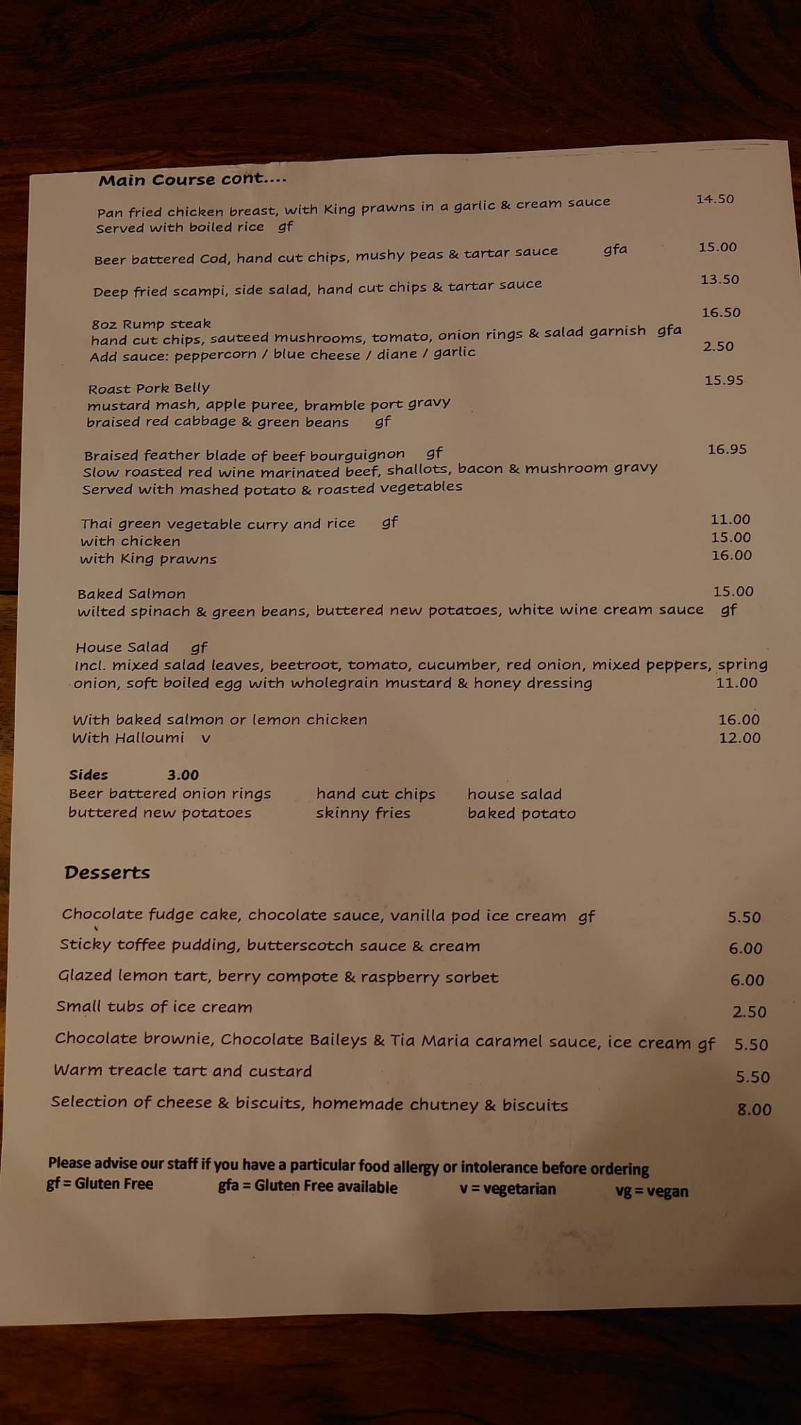 Menu at The Hammer and Pincers pub & bar, Newton Aycliffe