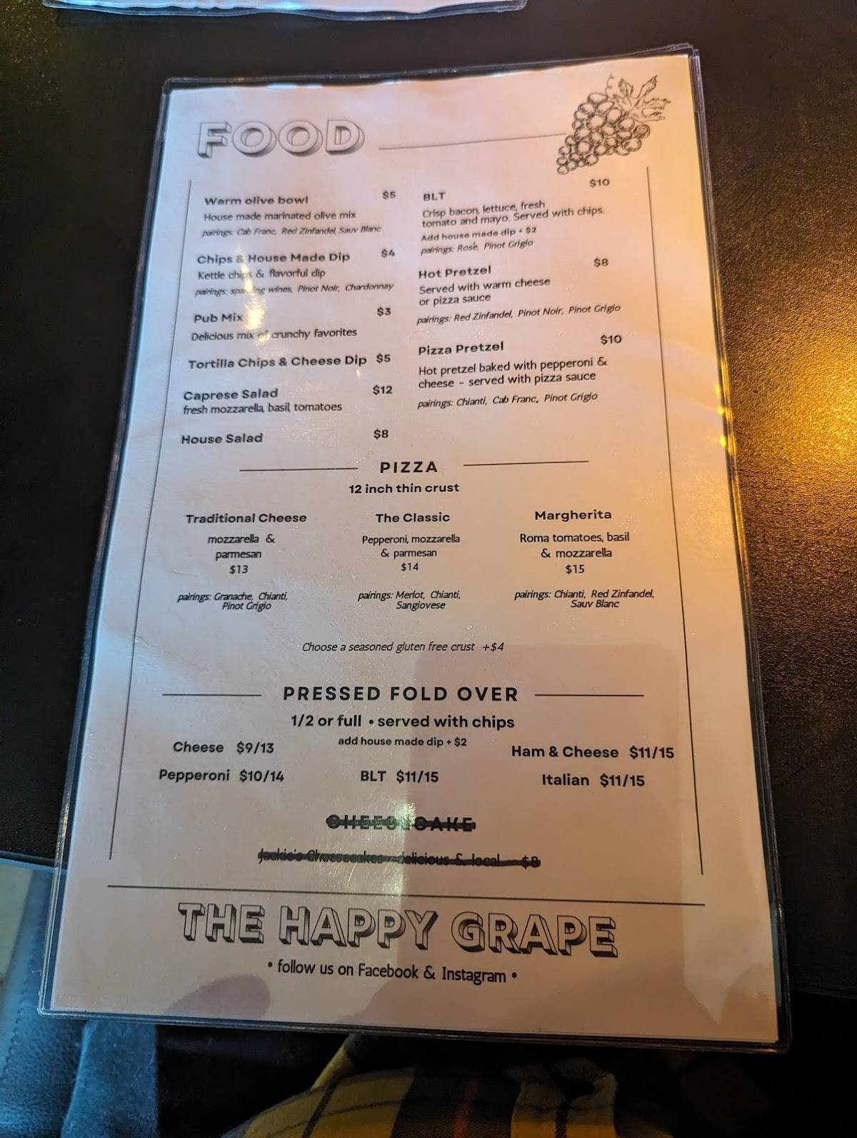 Menu at The Happy Grape Bar & Bistro, Lexington, 300 E Main St