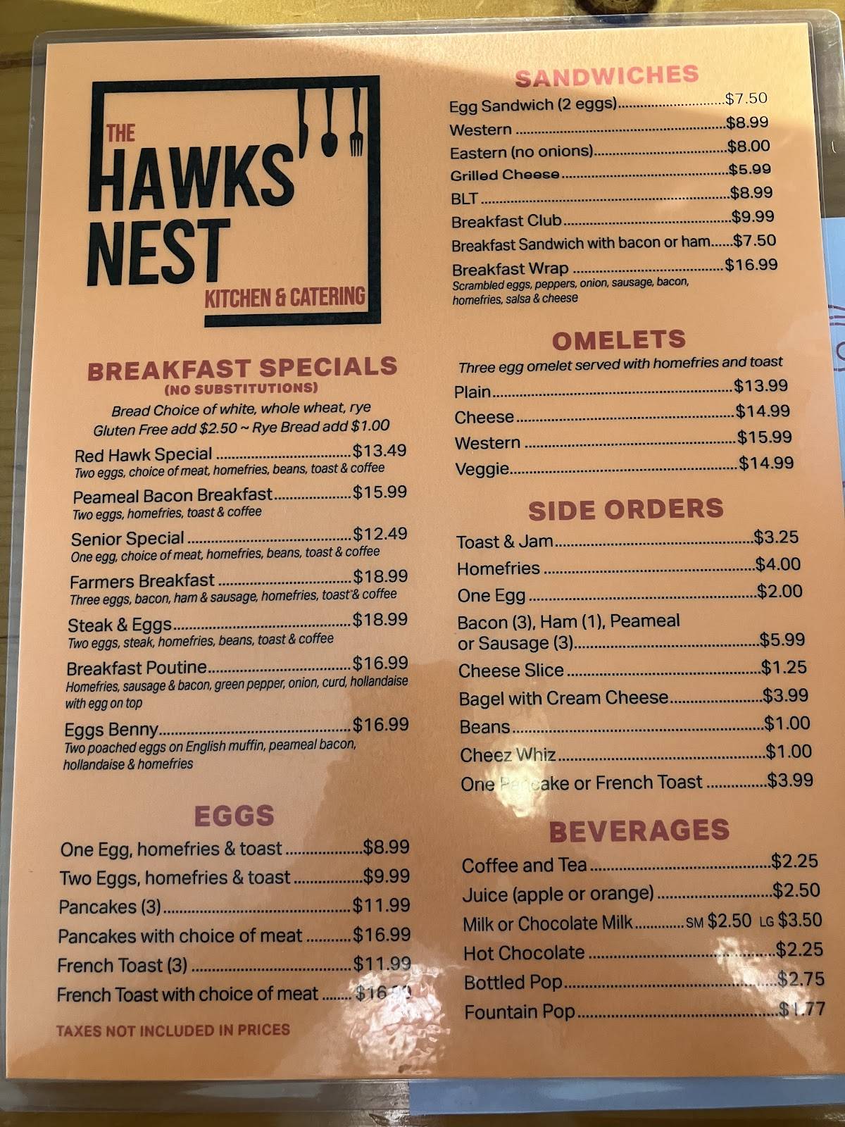 Menu at The Hawks Nest- Kitchen & Catering restaurant, Lombardy