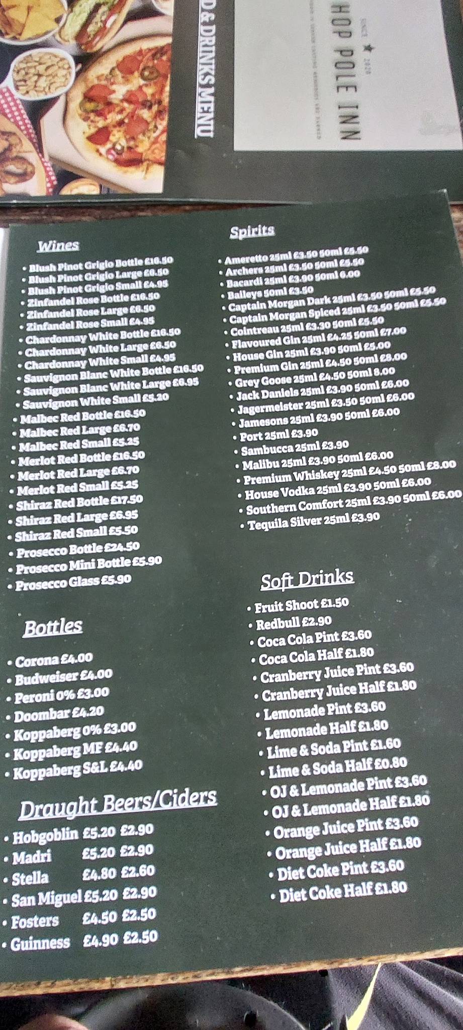 Menu at The Hop Pole Inn pub & bar, Nettlestead