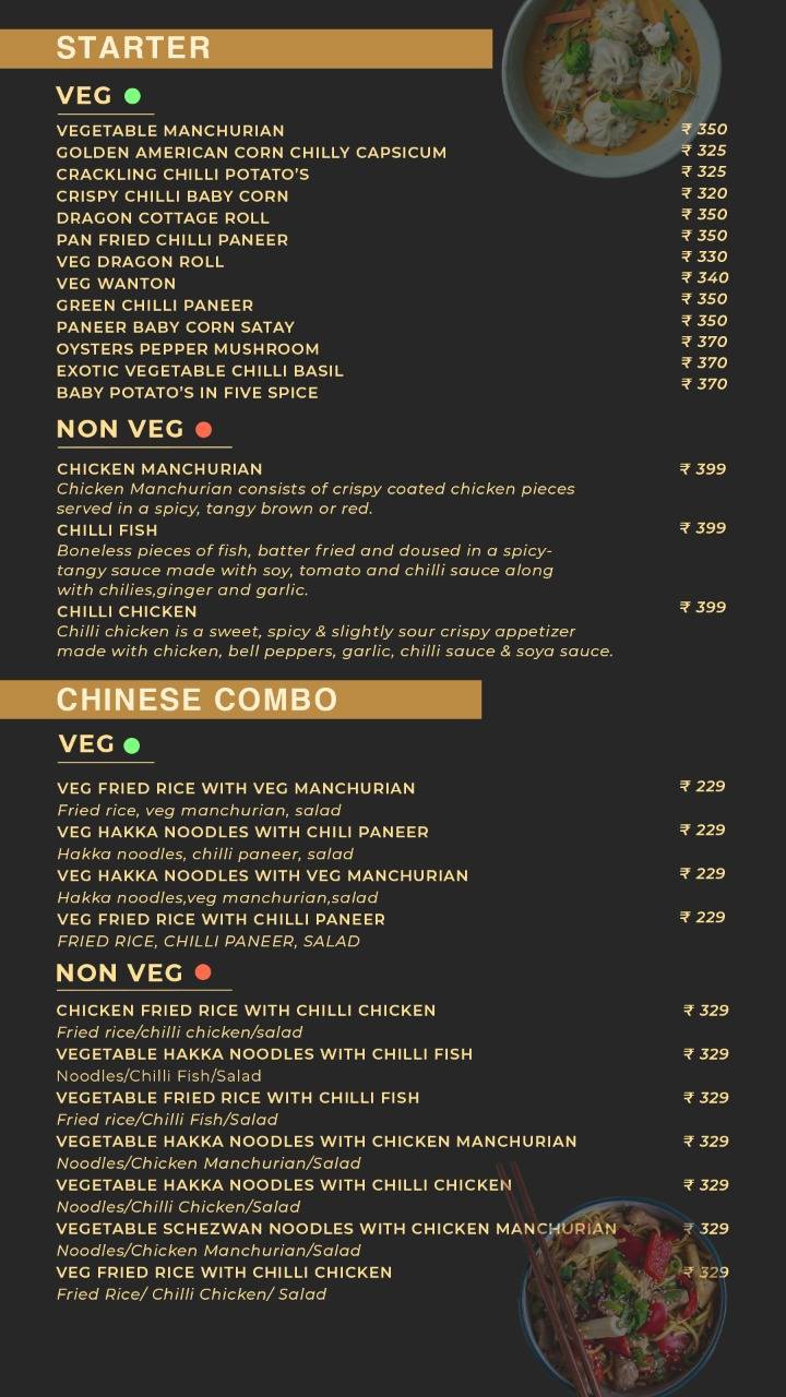 Menu at The Hotel Palacio, Guwahati