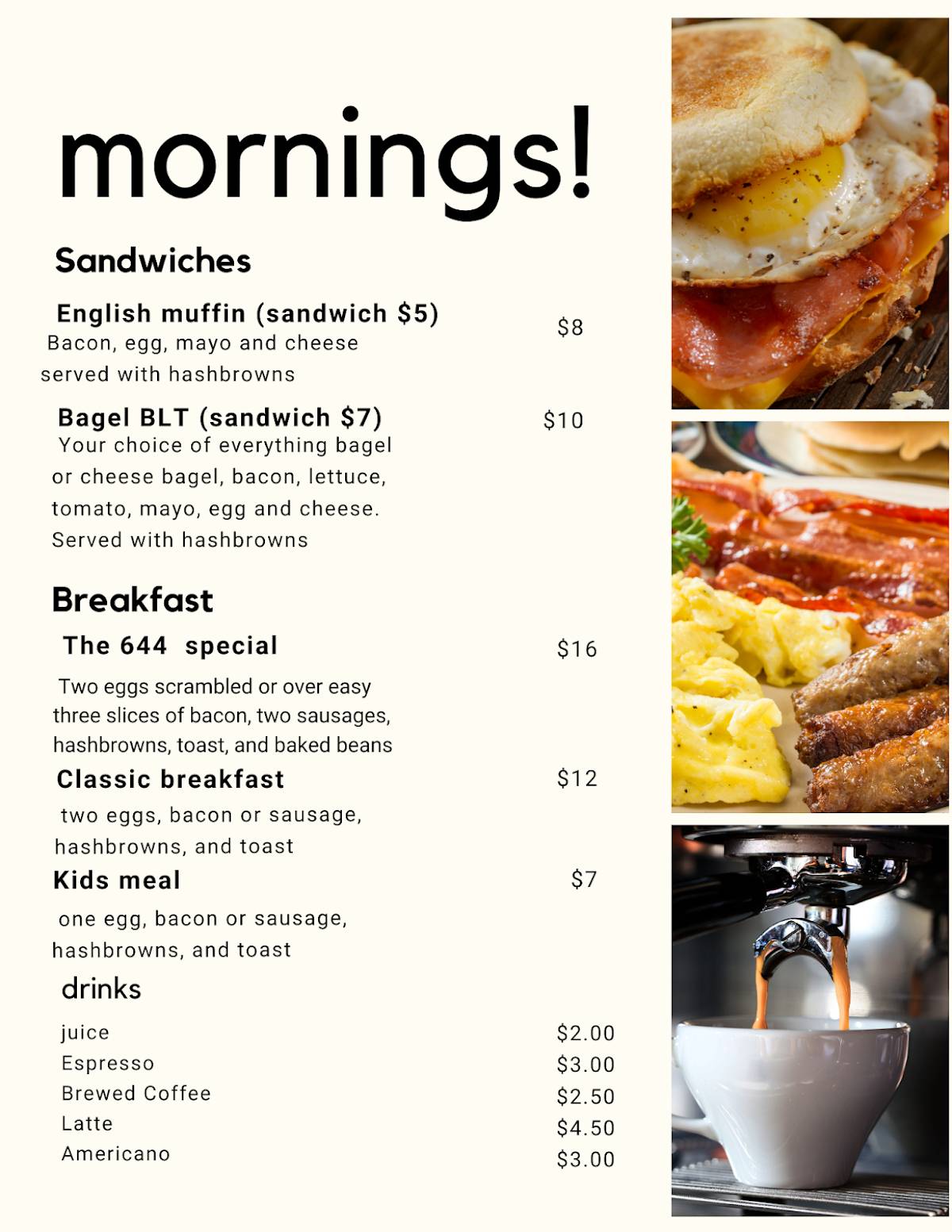 Carta de The Hummingbird Cafe, New Germany