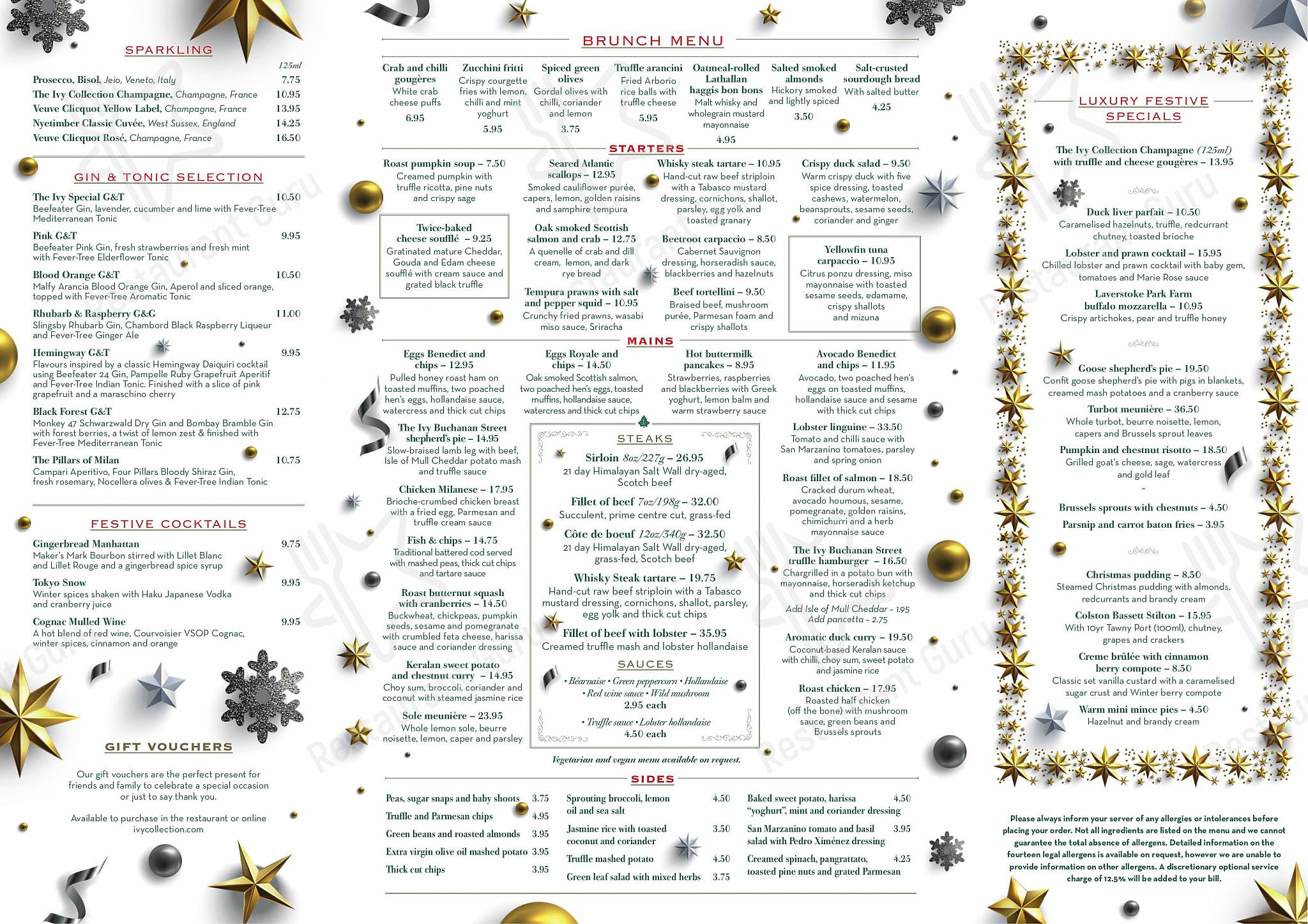 Menu at The Ivy Buchanan Street, Glasgow restaurant, Glasgow, 106 ...