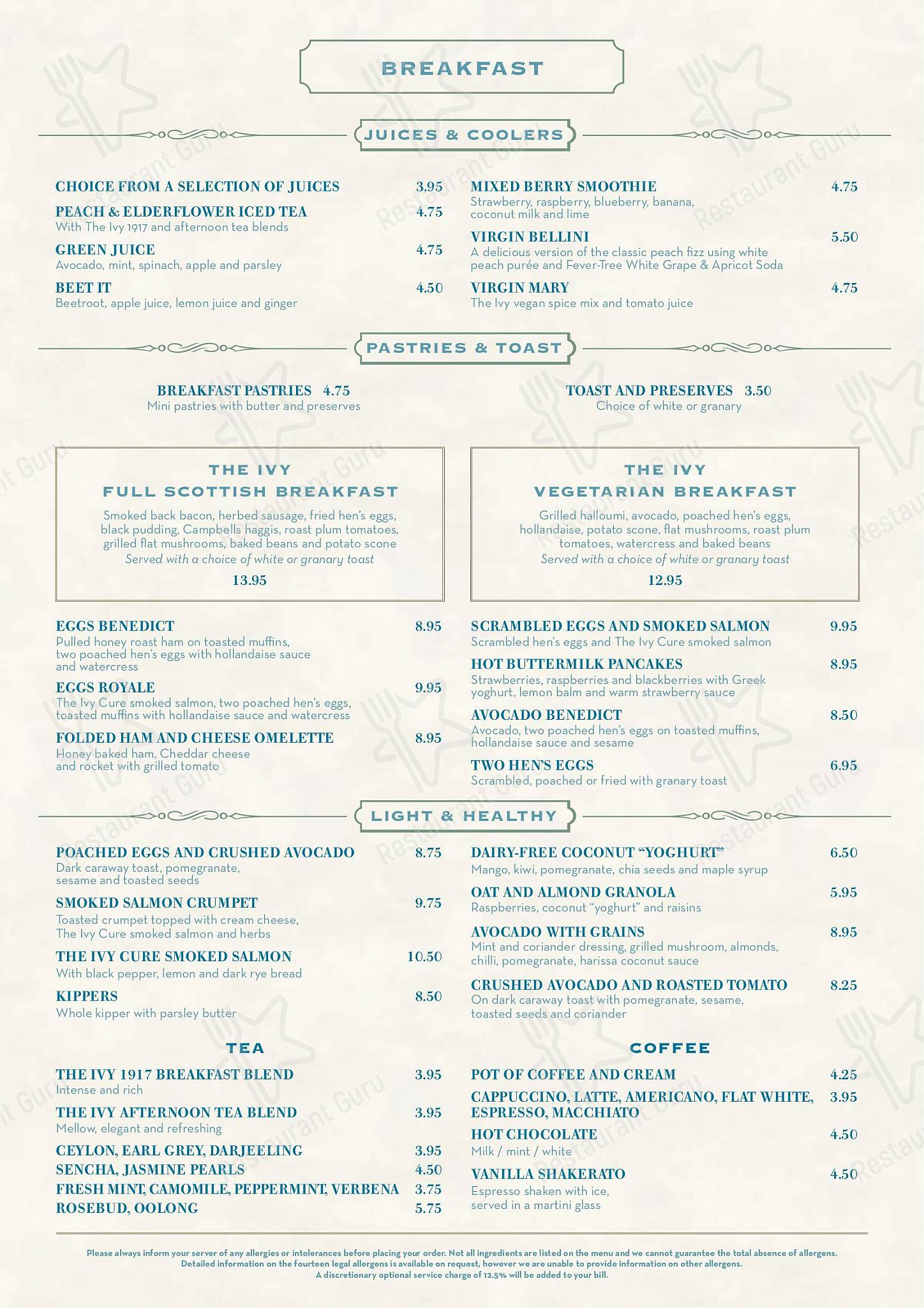 Menu at The Ivy Buchanan Street, Glasgow restaurant, Glasgow, 106 ...