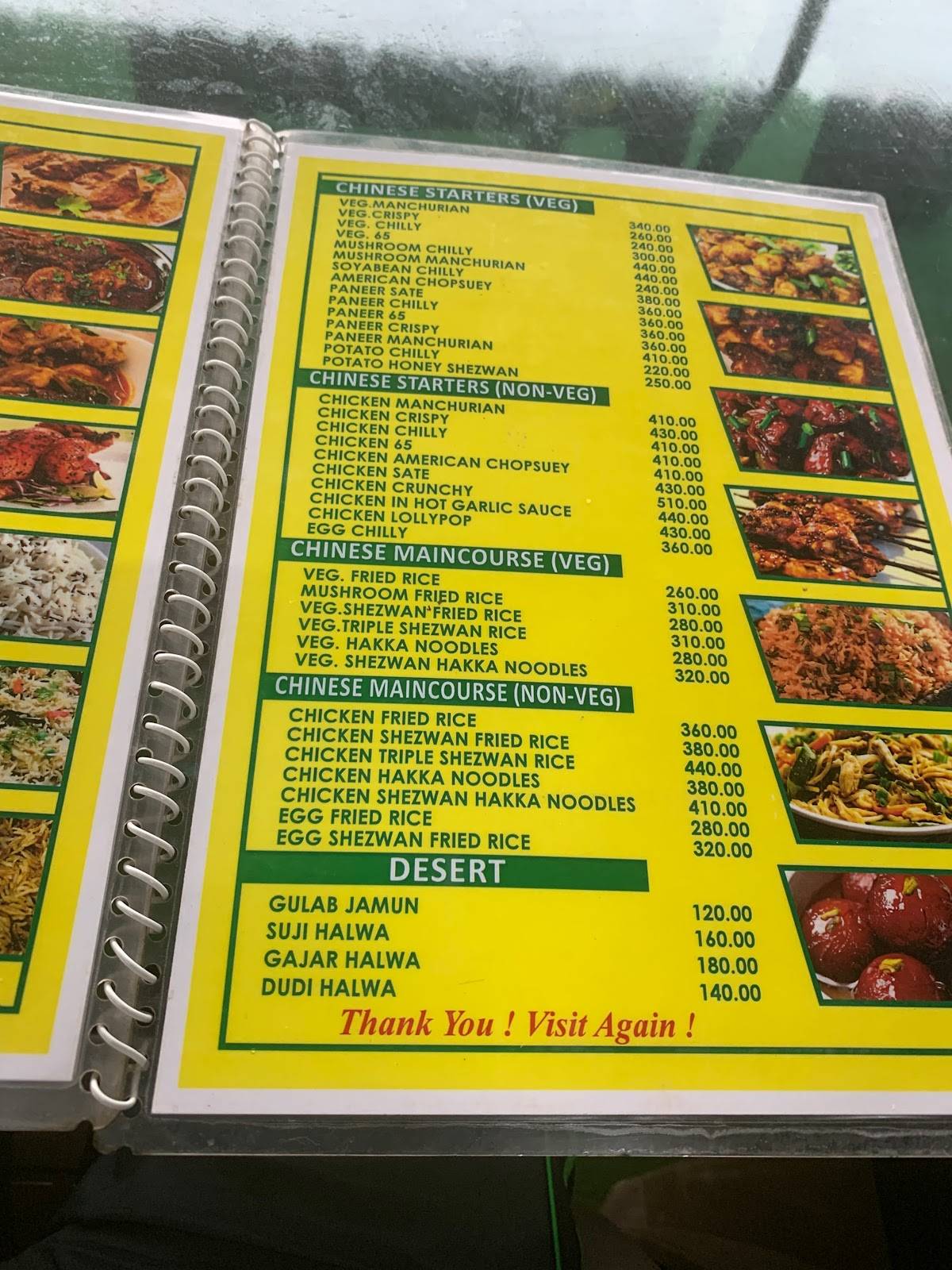 Menu at The Jungle Dhaba, India, Lonavala