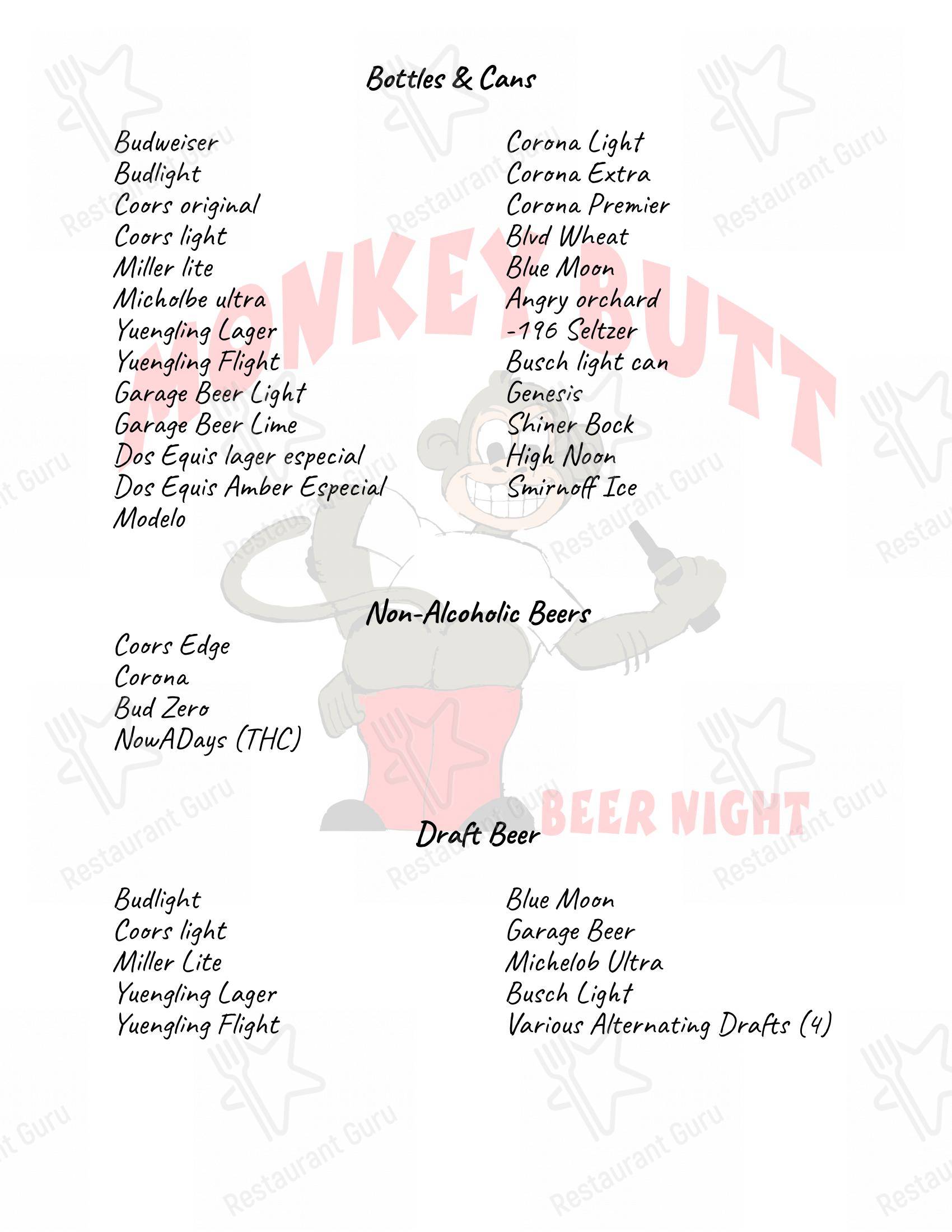 Menu at The Keg Sportsbar And Grill, Colwich