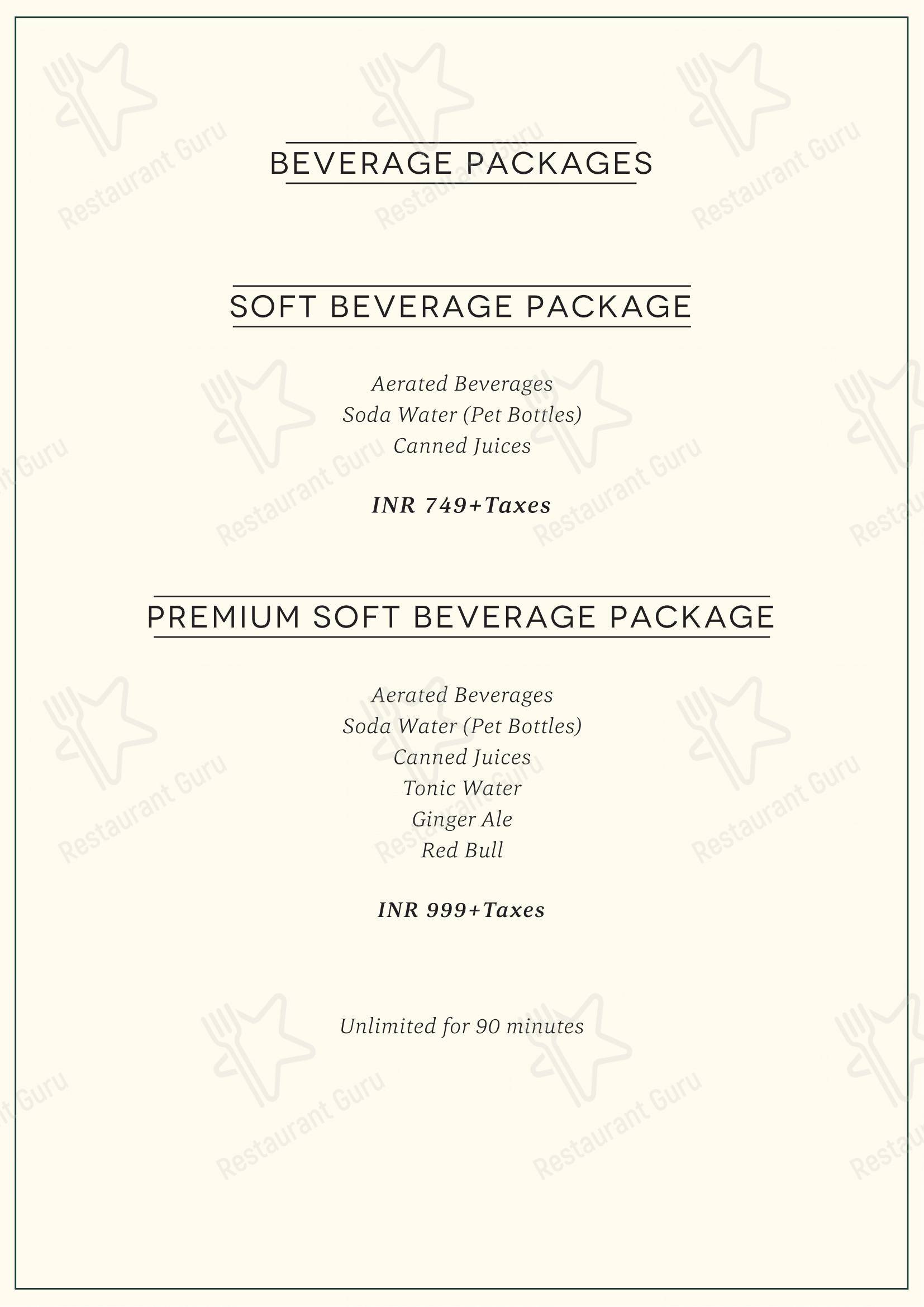 Menu at The Khyber Himalayan Resort & Spa, Gulmarg