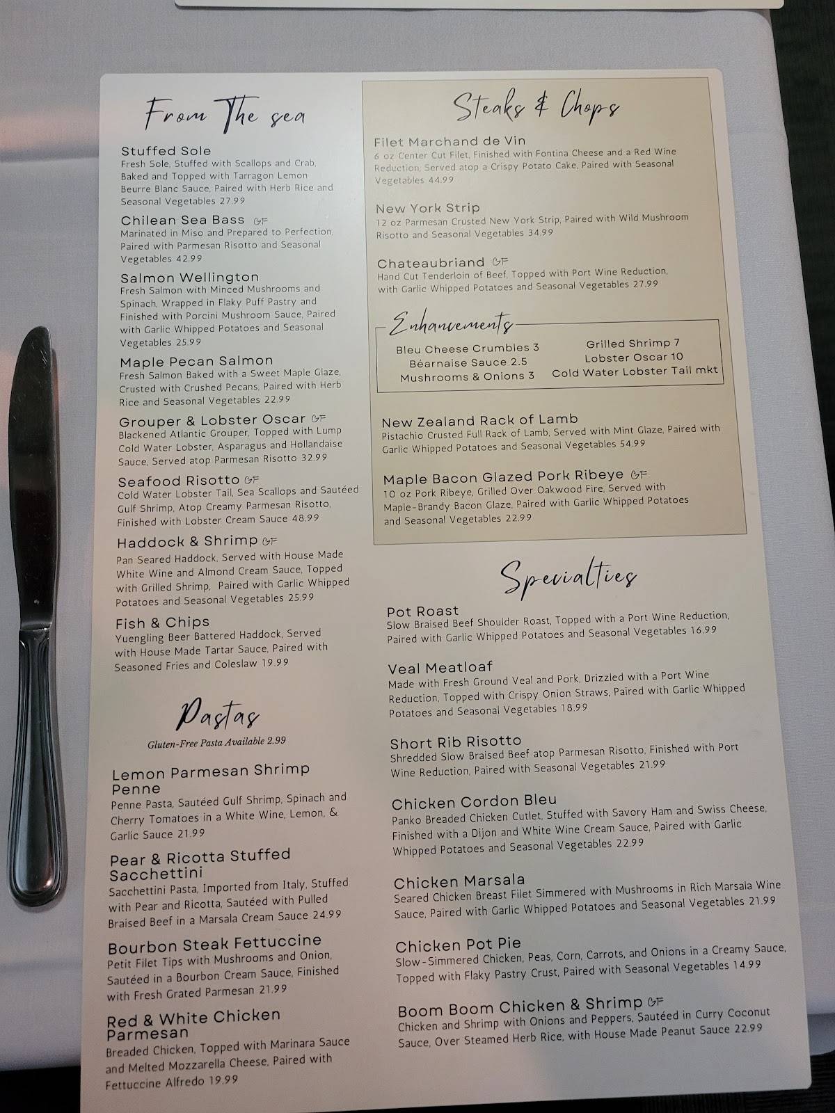 Menu at The Legacy Restaurant at Nancy Lopez Country Club, The Villages ...