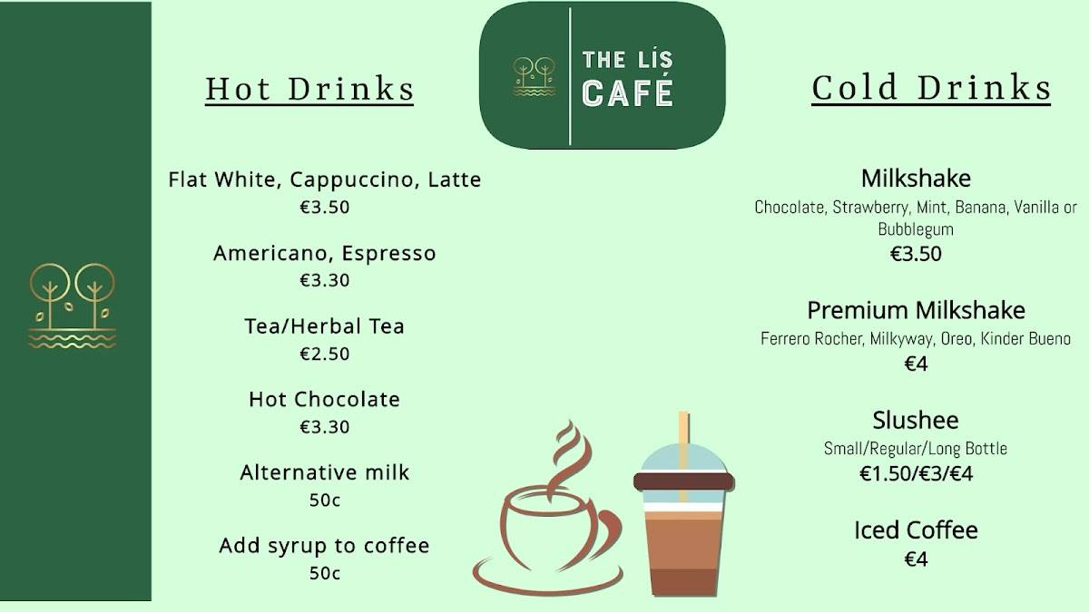Menu at The Lís Cafe Tudenham, Ireland
