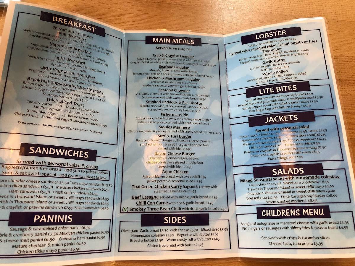 Menu at The Lobster Pot restaurant, Barmouth