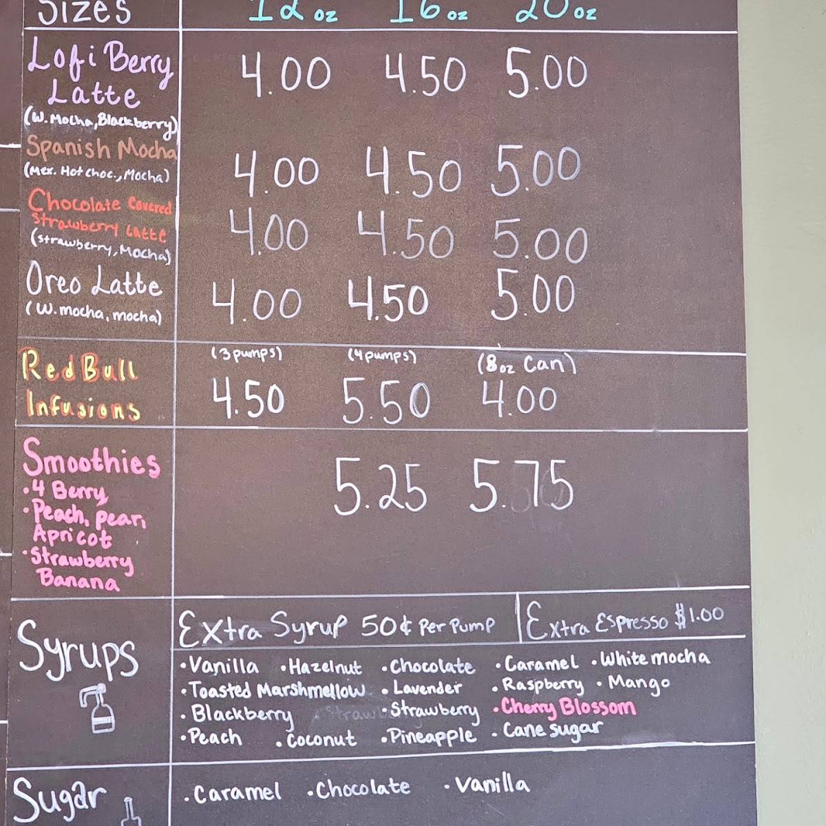 Menu at The Lofi Coffee Bar, Dalton