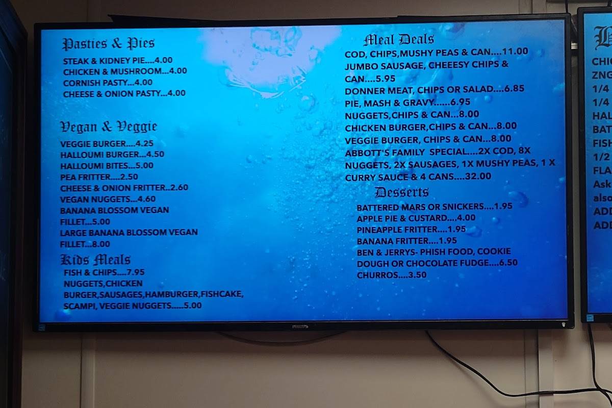 Menu at The London Fryer fast food, Paignton