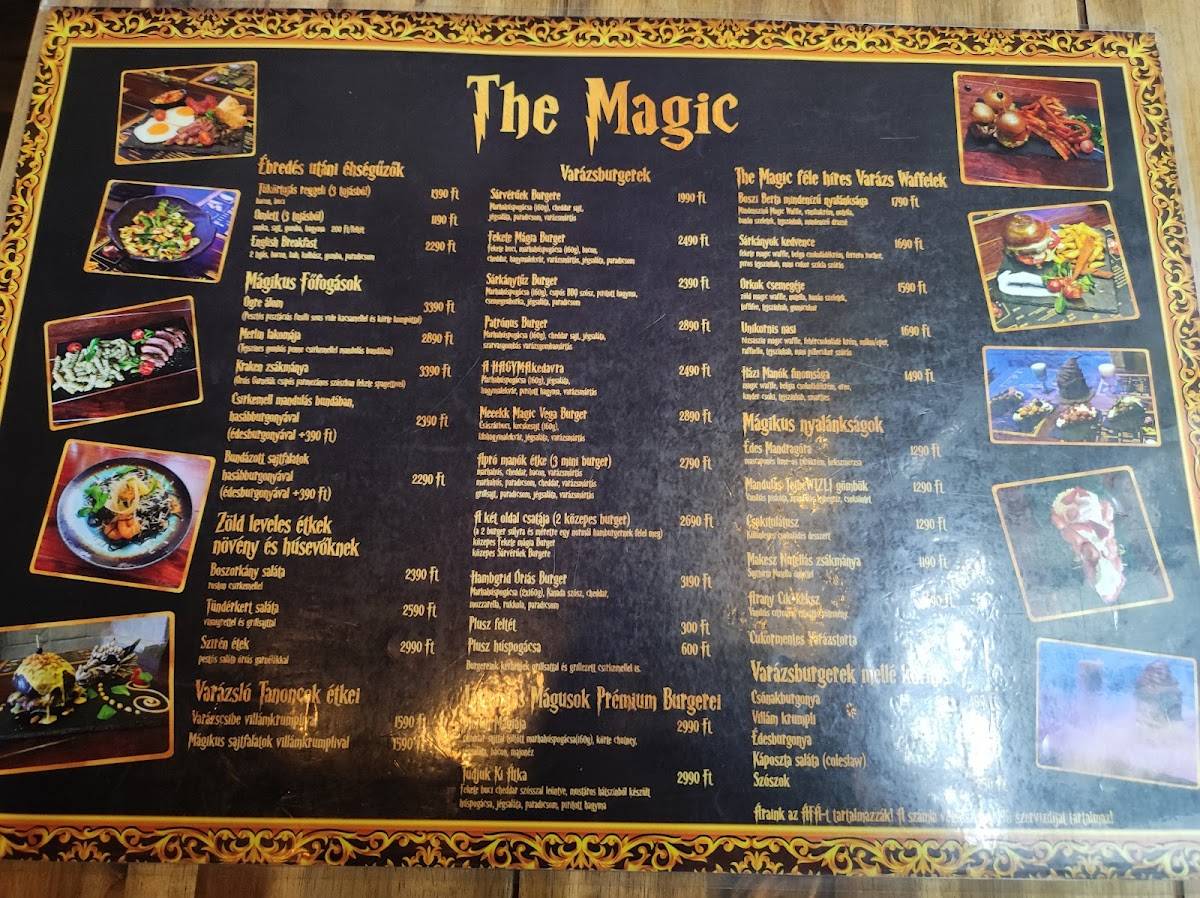 Menu at The MAGIC Budapest restaurant, Budapest