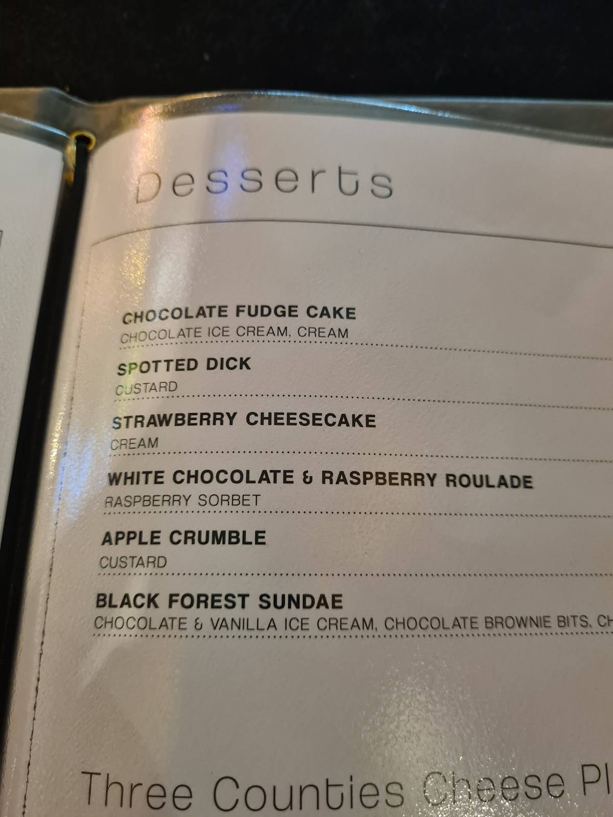 Menu at The Maidenhead restaurant, Orleton