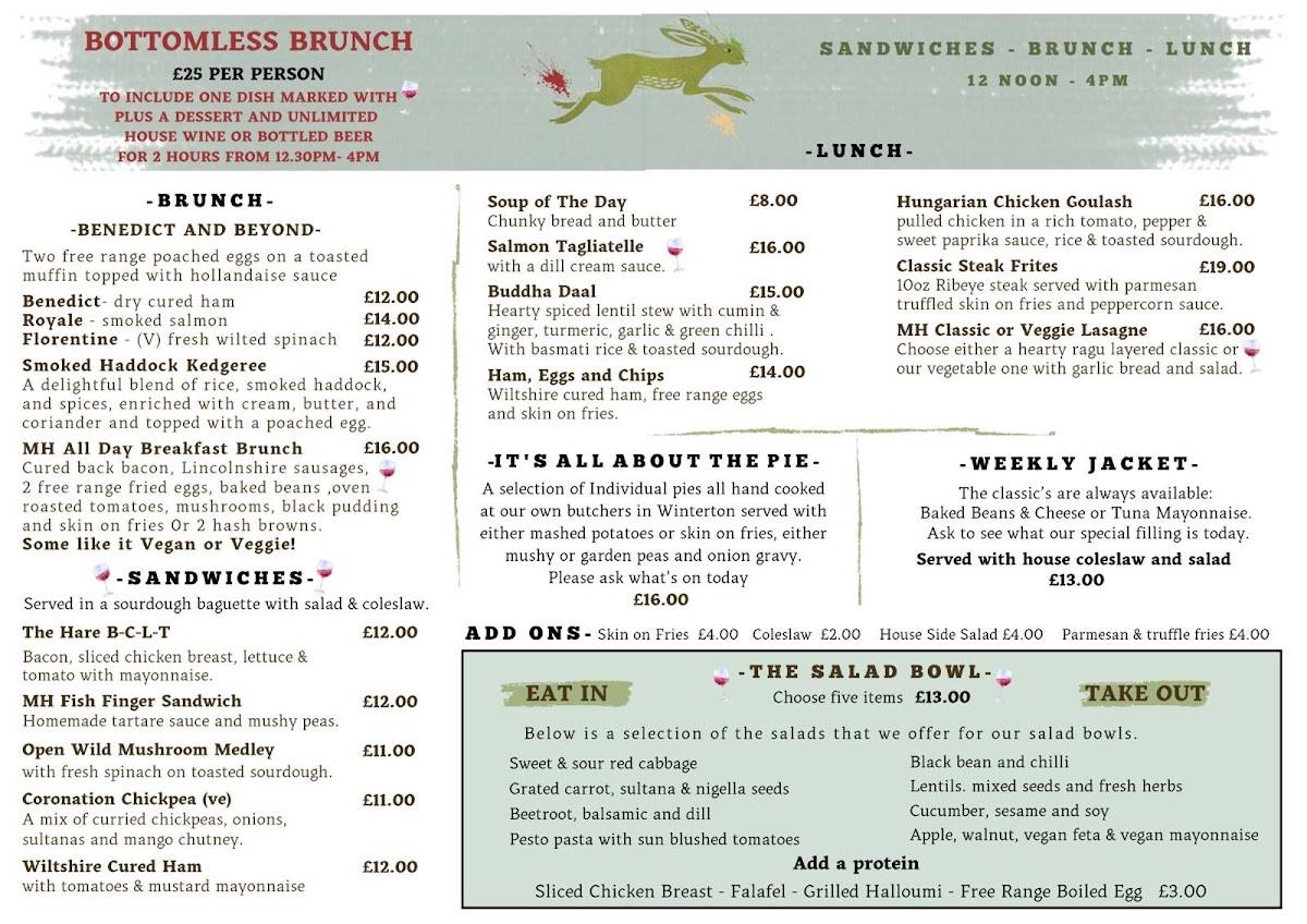 Menu at The March Hare cafe, Market Rasen