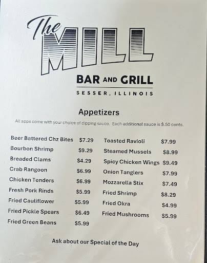 Menu at The Mill Bar and Grill, Sesser