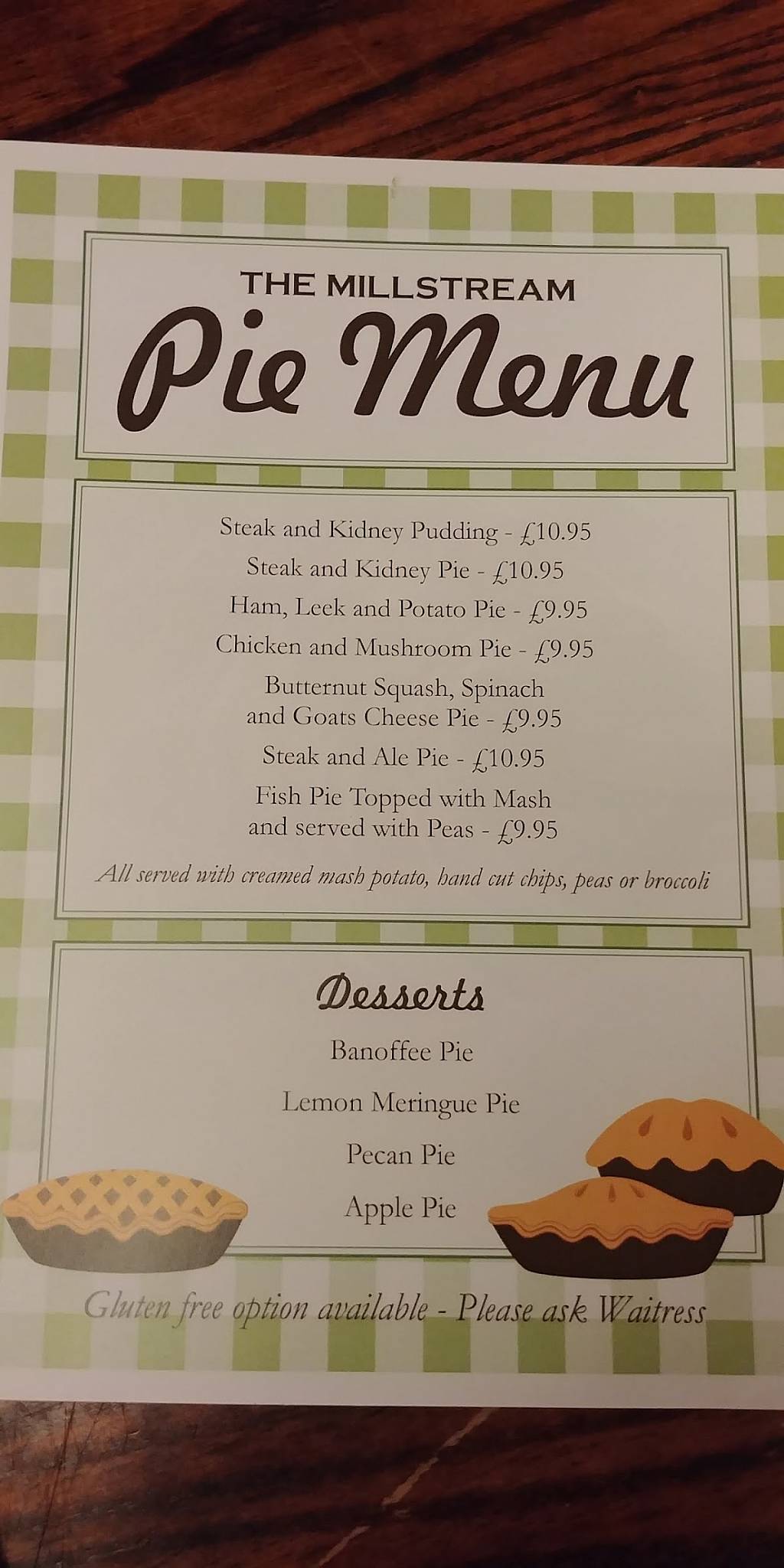 Menu at The Millstream pub & bar, Hertford