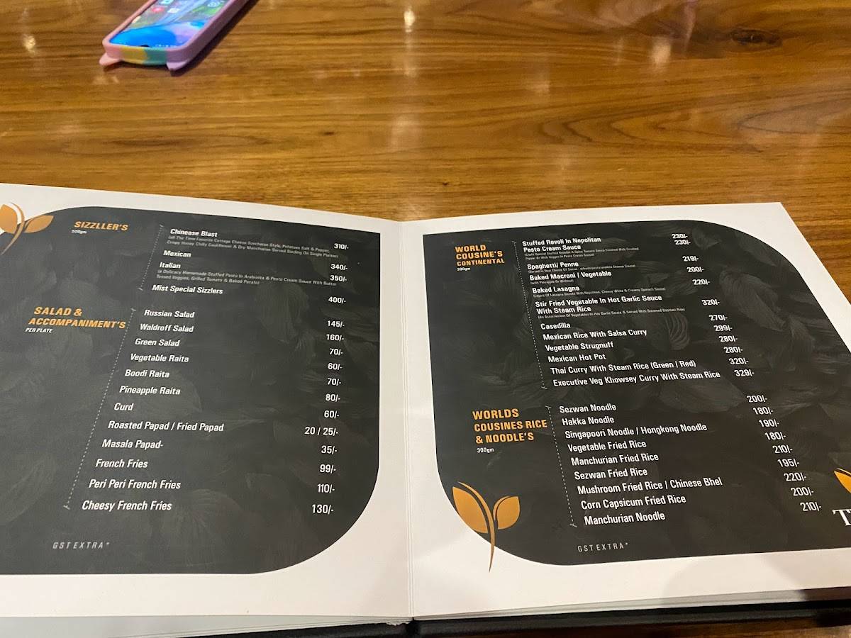 Menu at The Mist, Ahmedabad