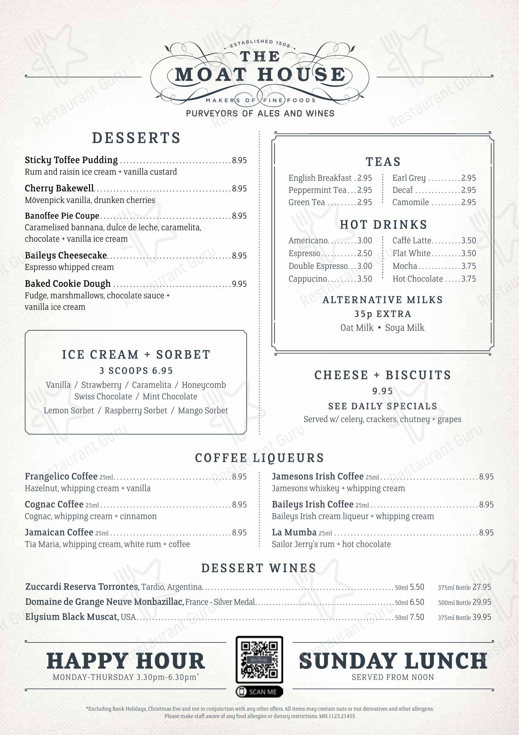 Menu at The Moat House Inn pub & bar, Alcester