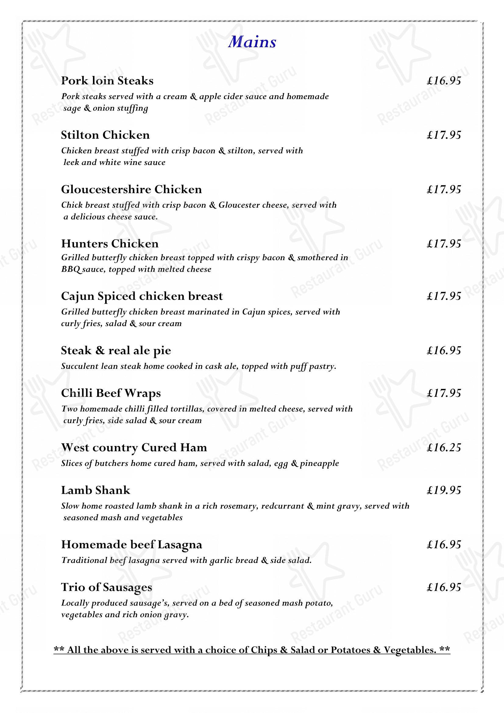 Menu at The New Inn, Mayshill pub & bar, Bristol, Badminton Rd