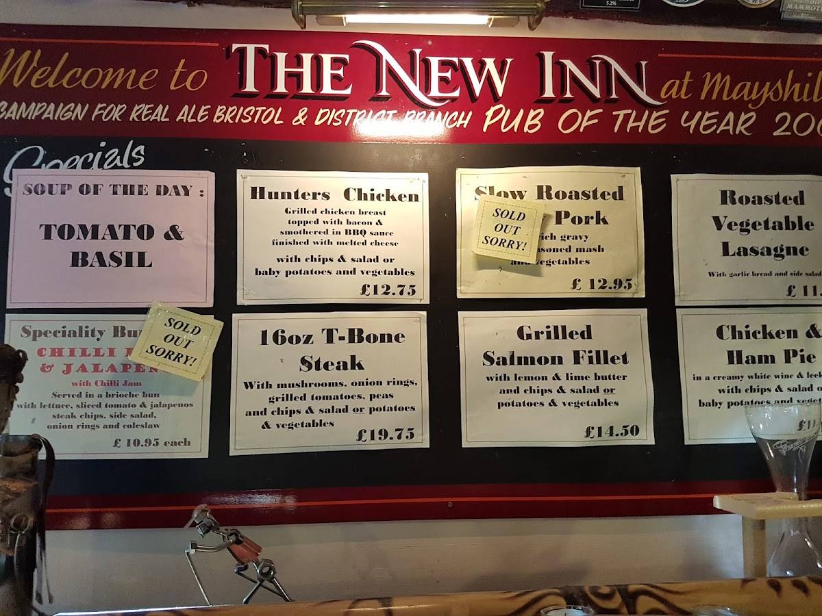 Menu at The New Inn, Mayshill pub & bar, Bristol, Badminton Rd