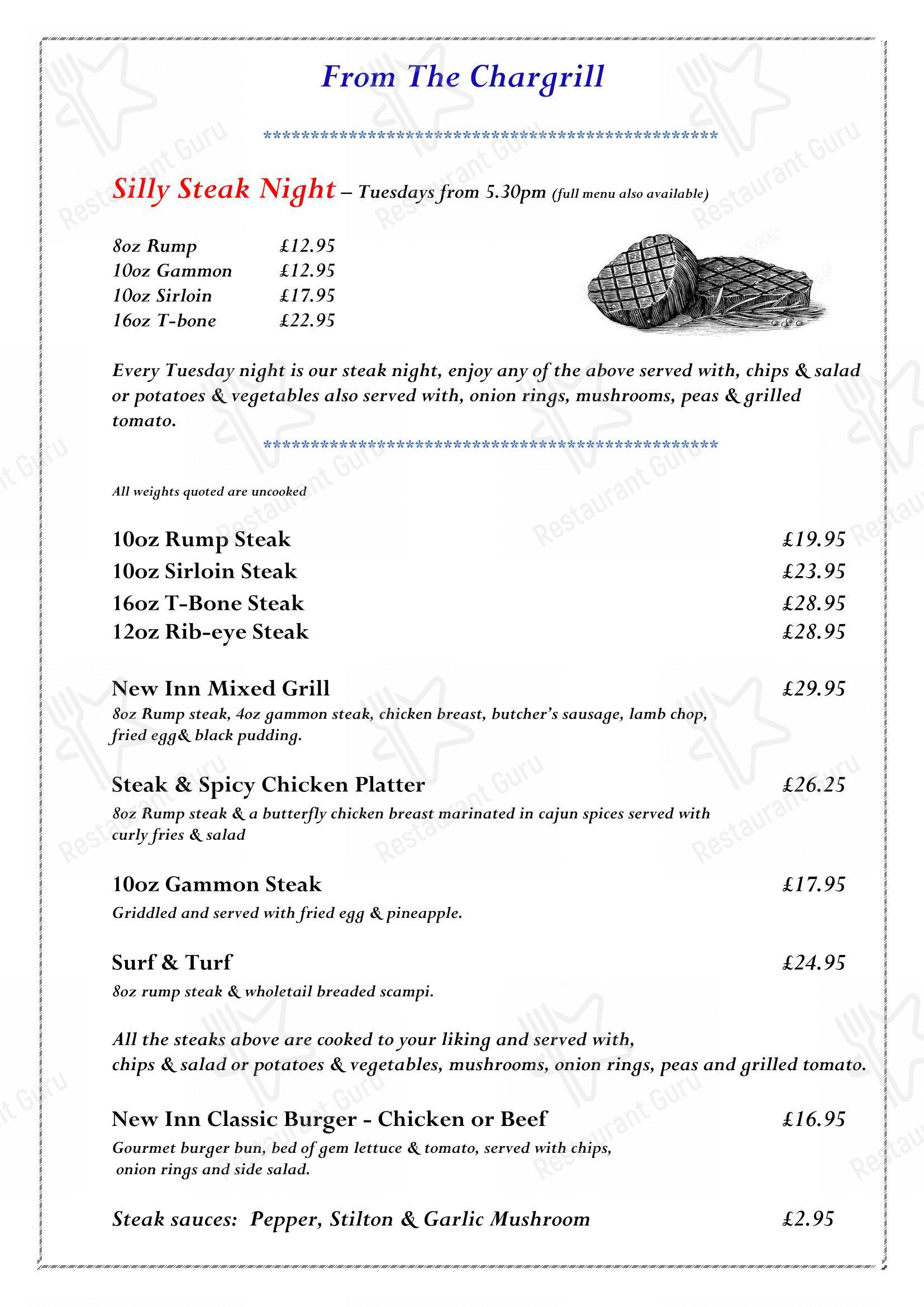 Menu at The New Inn, Mayshill pub & bar, Bristol, Badminton Rd