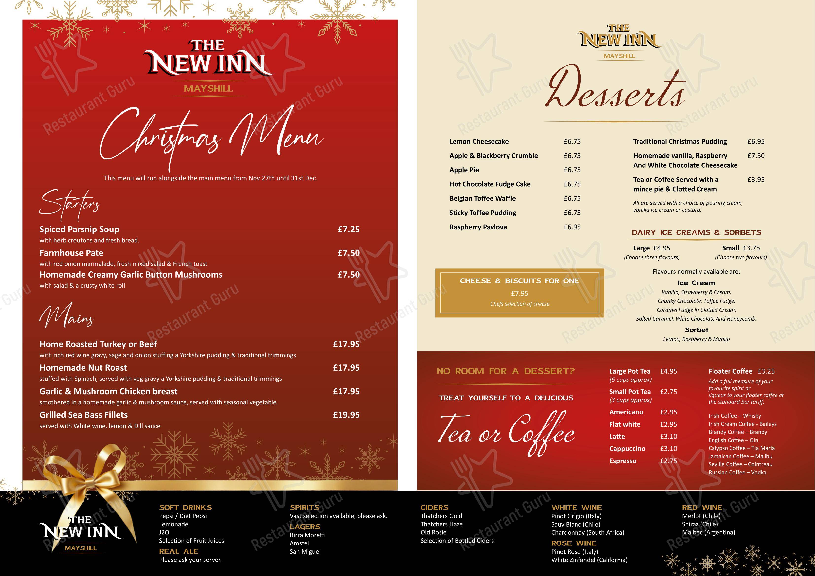 Menu at The New Inn, Mayshill pub & bar, Bristol, Badminton Rd