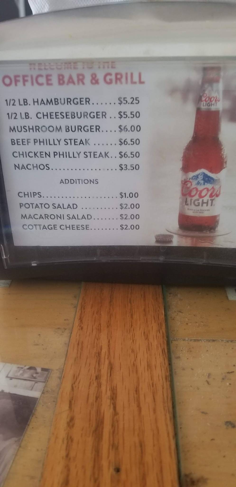 Menu at The Office Bar & Grill, Alma