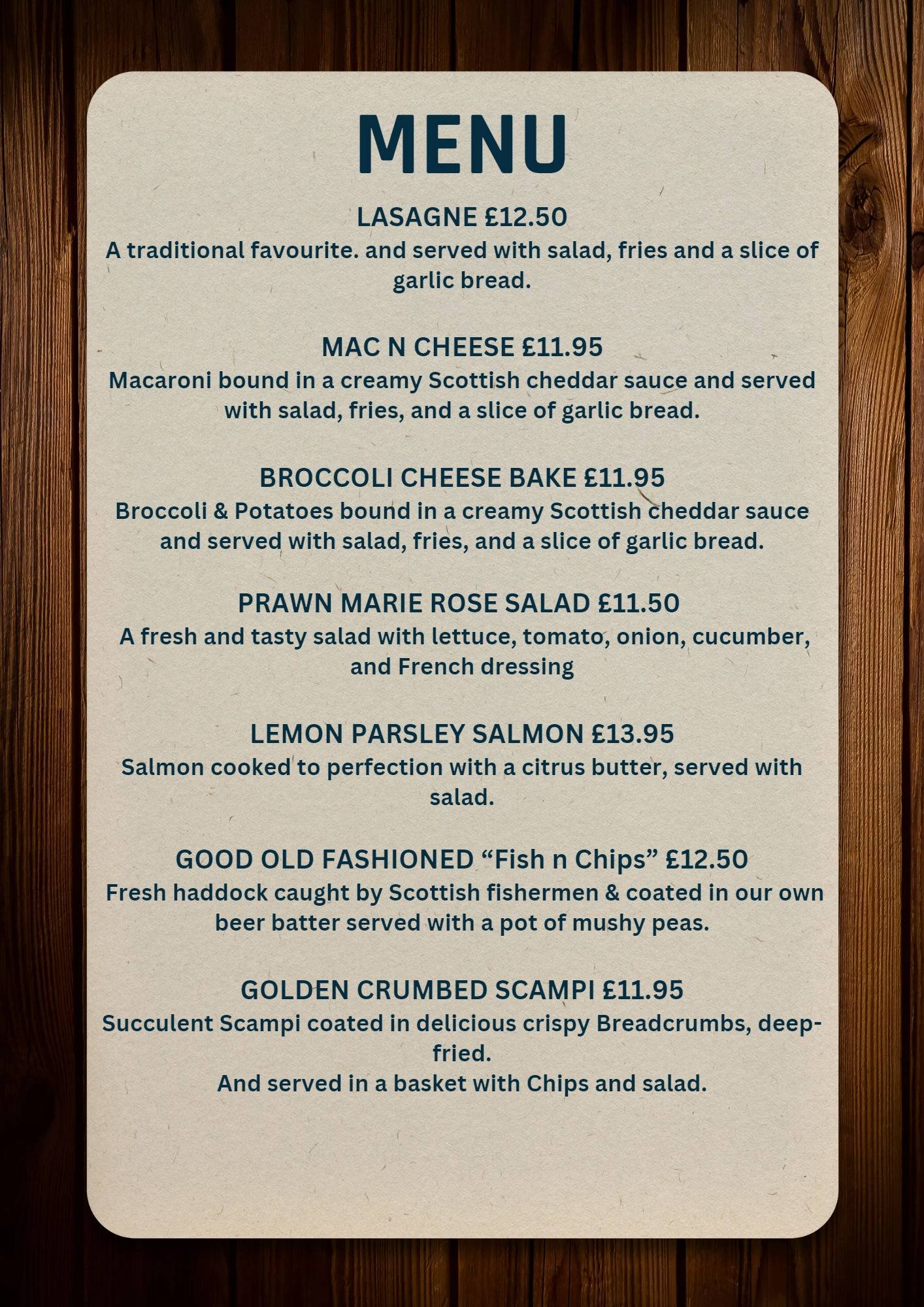 Menu at The Old Rectory Inn pub & bar, Callander