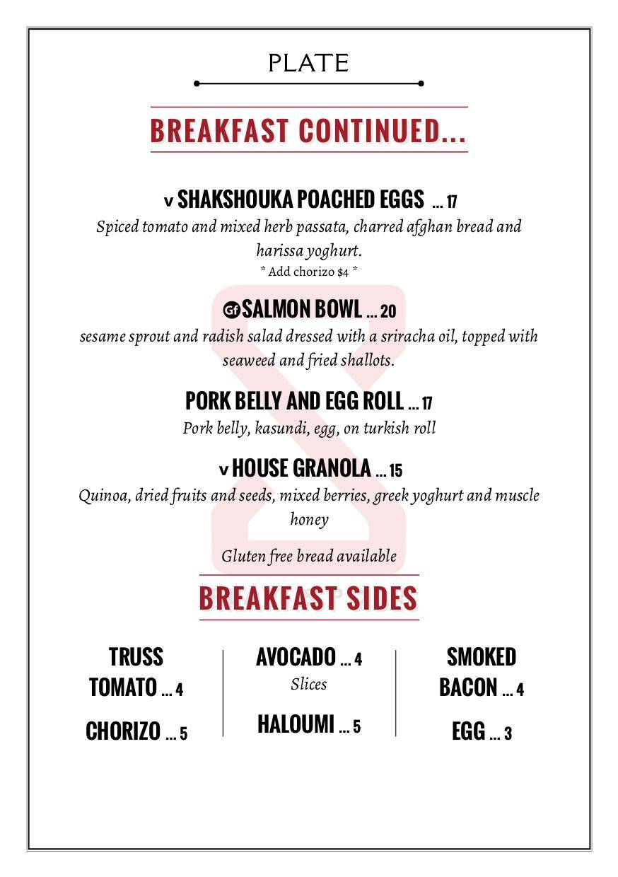 Menu at The Old South restaurant, Thirroul