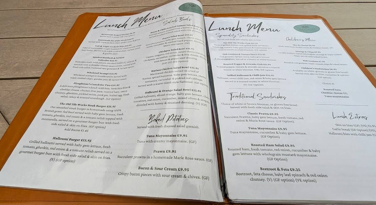 Menu at The Old Tile Works restaurant, Barton-upon-Humber