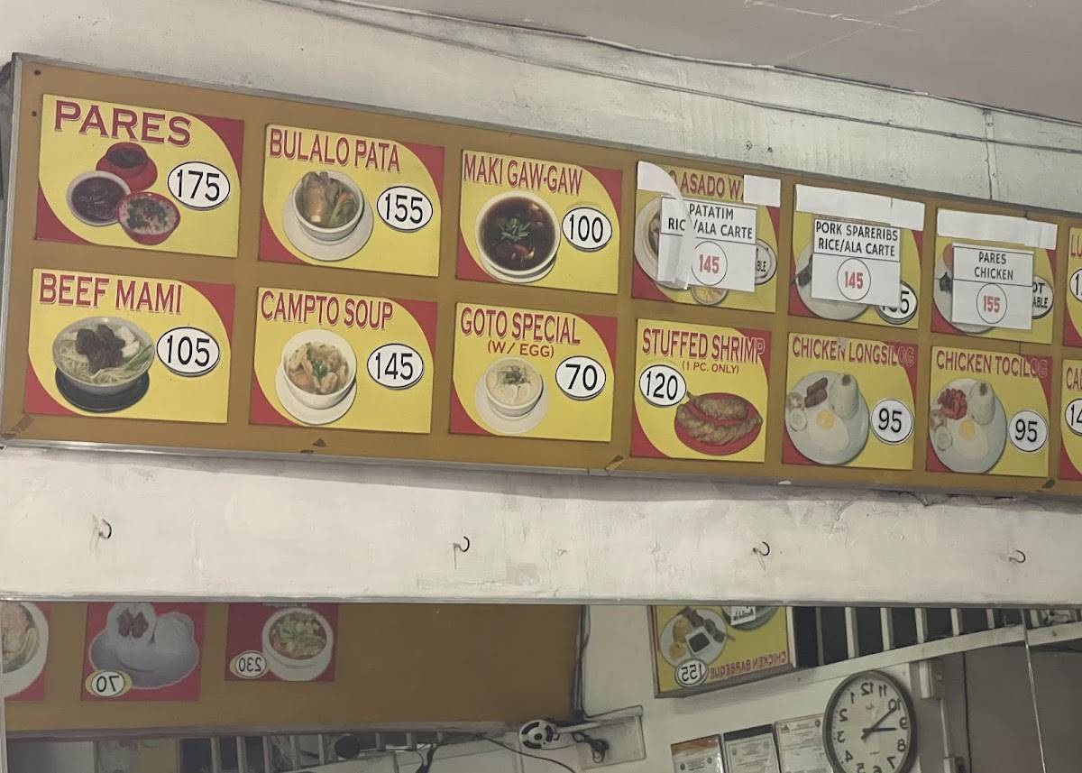 Menu at The Original Pares Mami House - España Branch restaurant, Manila