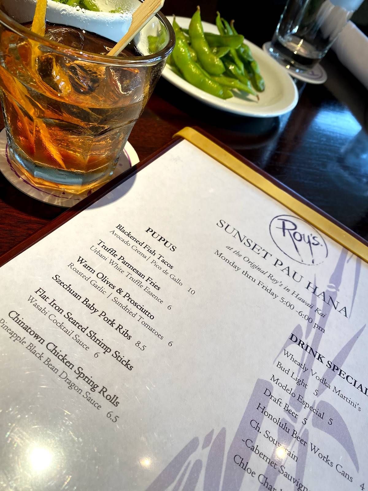 Menu at The Original Roy's in Hawaii Kai restaurant, Honolulu