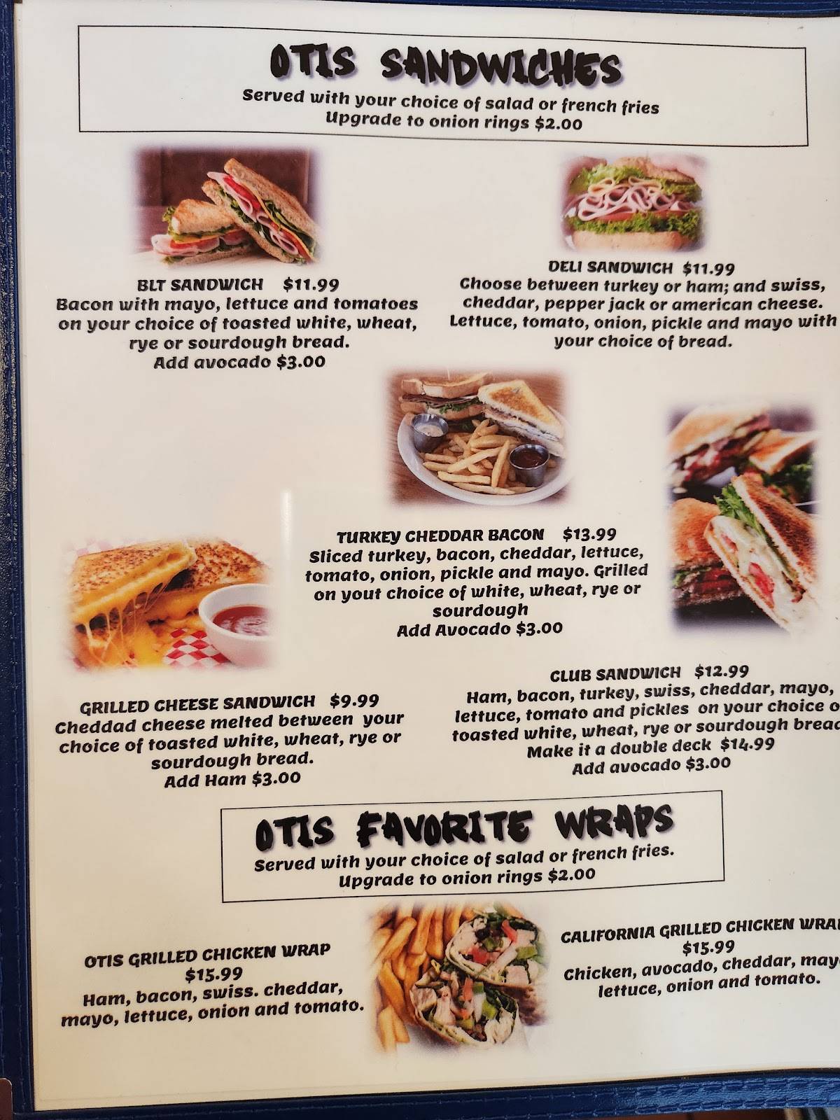 Menu at The Otis restaurant, Otis Orchards-East Farms