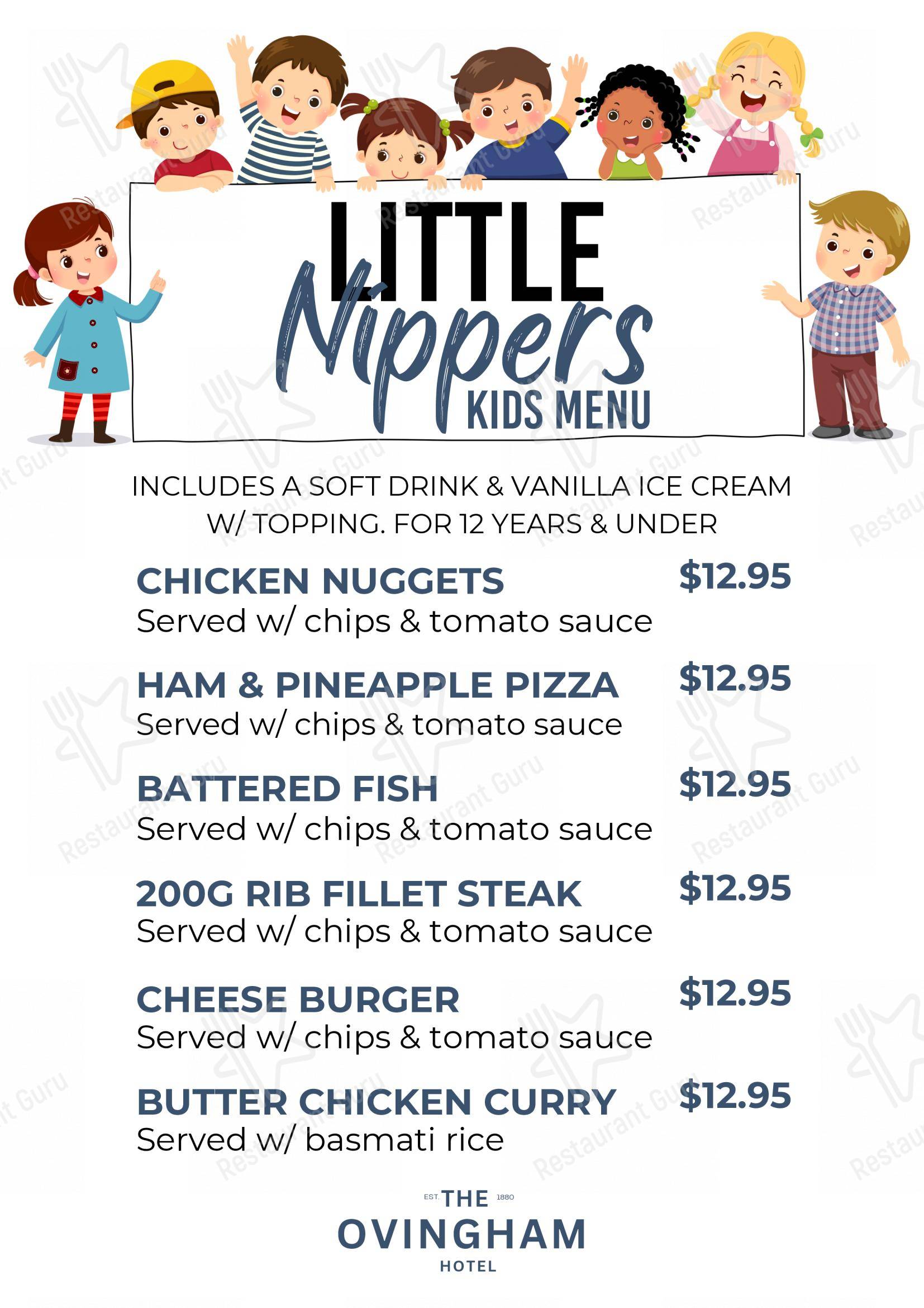 Menu at The Ovingham Hotel pub & bar, Ovingham, 29 Torrens Rd