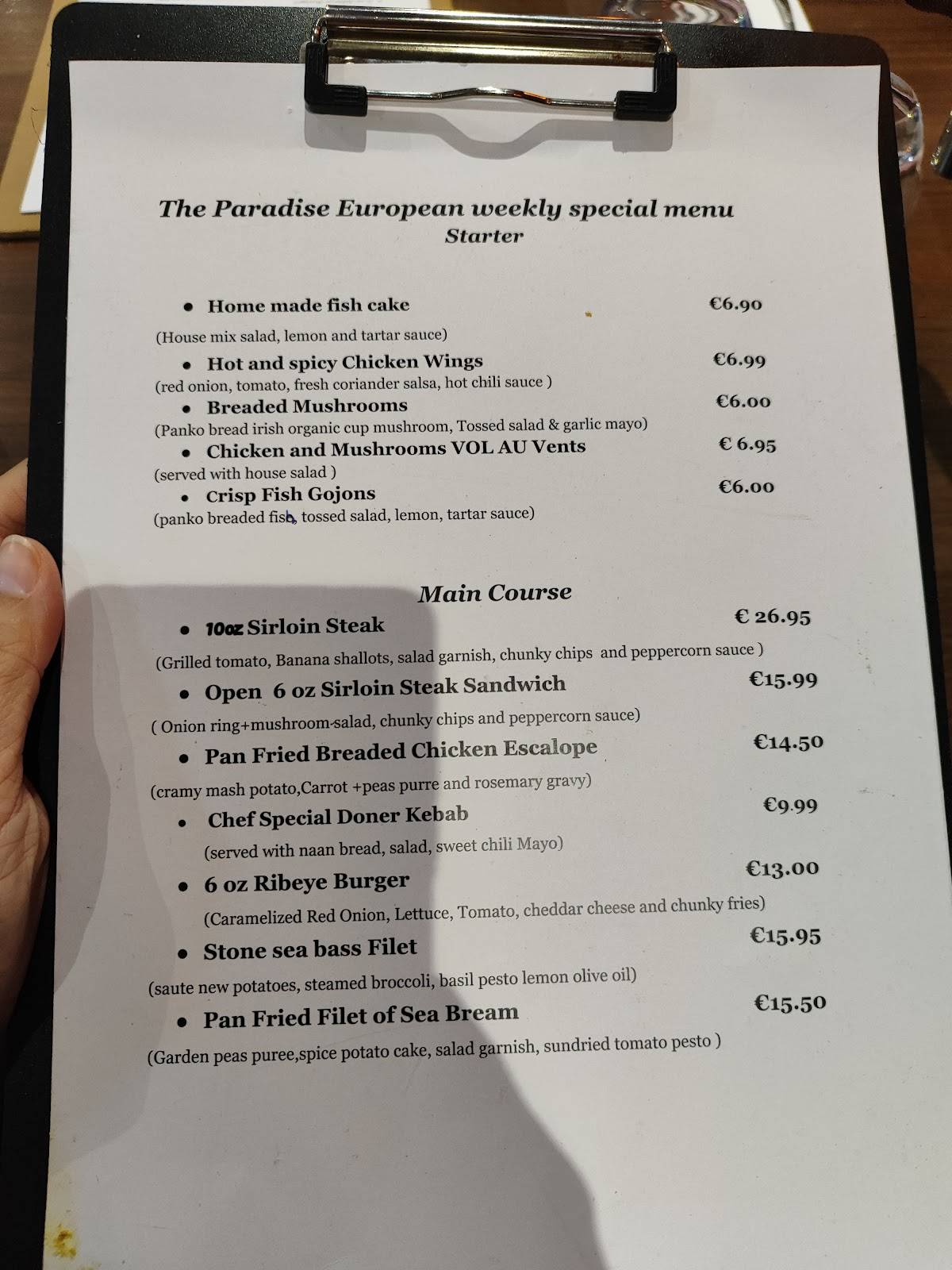 Menu at The Paradise, Indian Bangladeshi restaurant & takeaway, Ballybofey