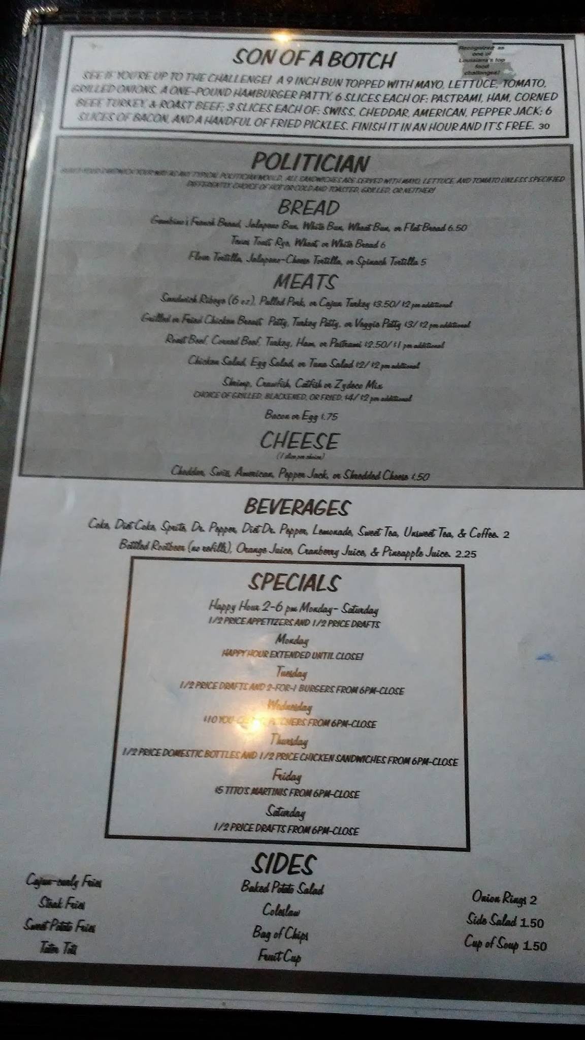 Menu at The Pickle Barrel, Monroe