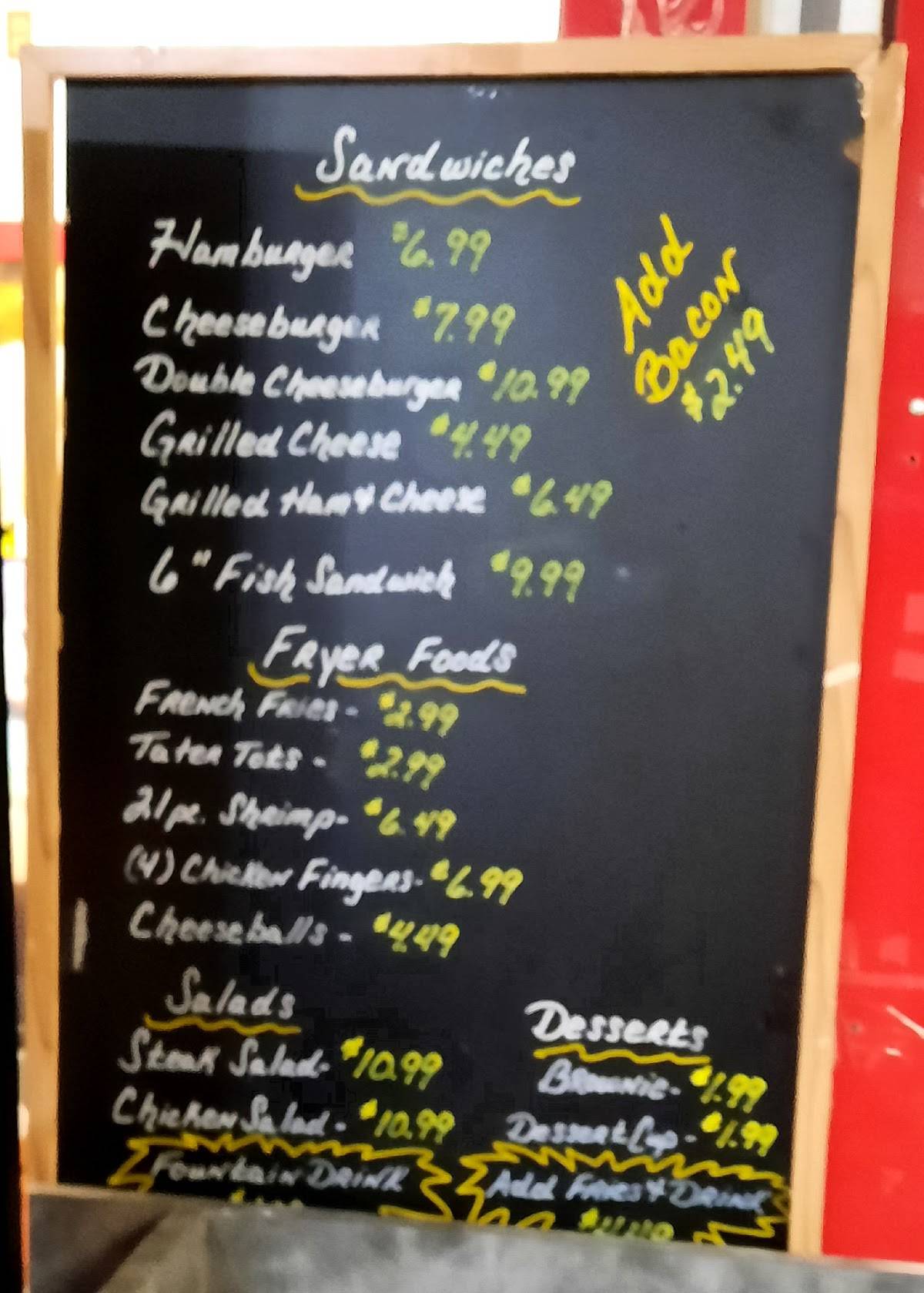 Menu at The Pit Stop Cafe, Smithton