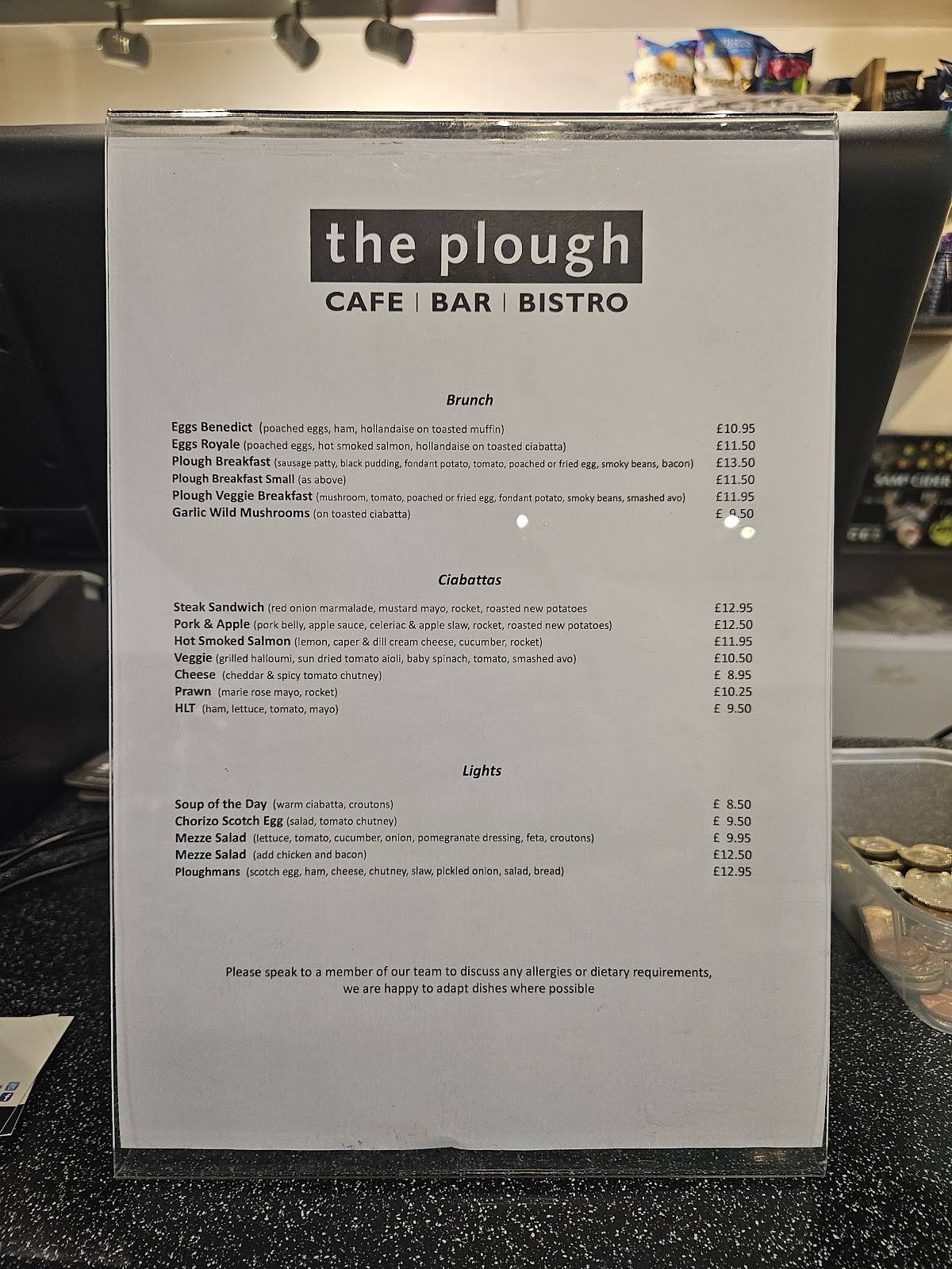 Menu at The Plough CAFE BAR BISTRO, Great Torrington