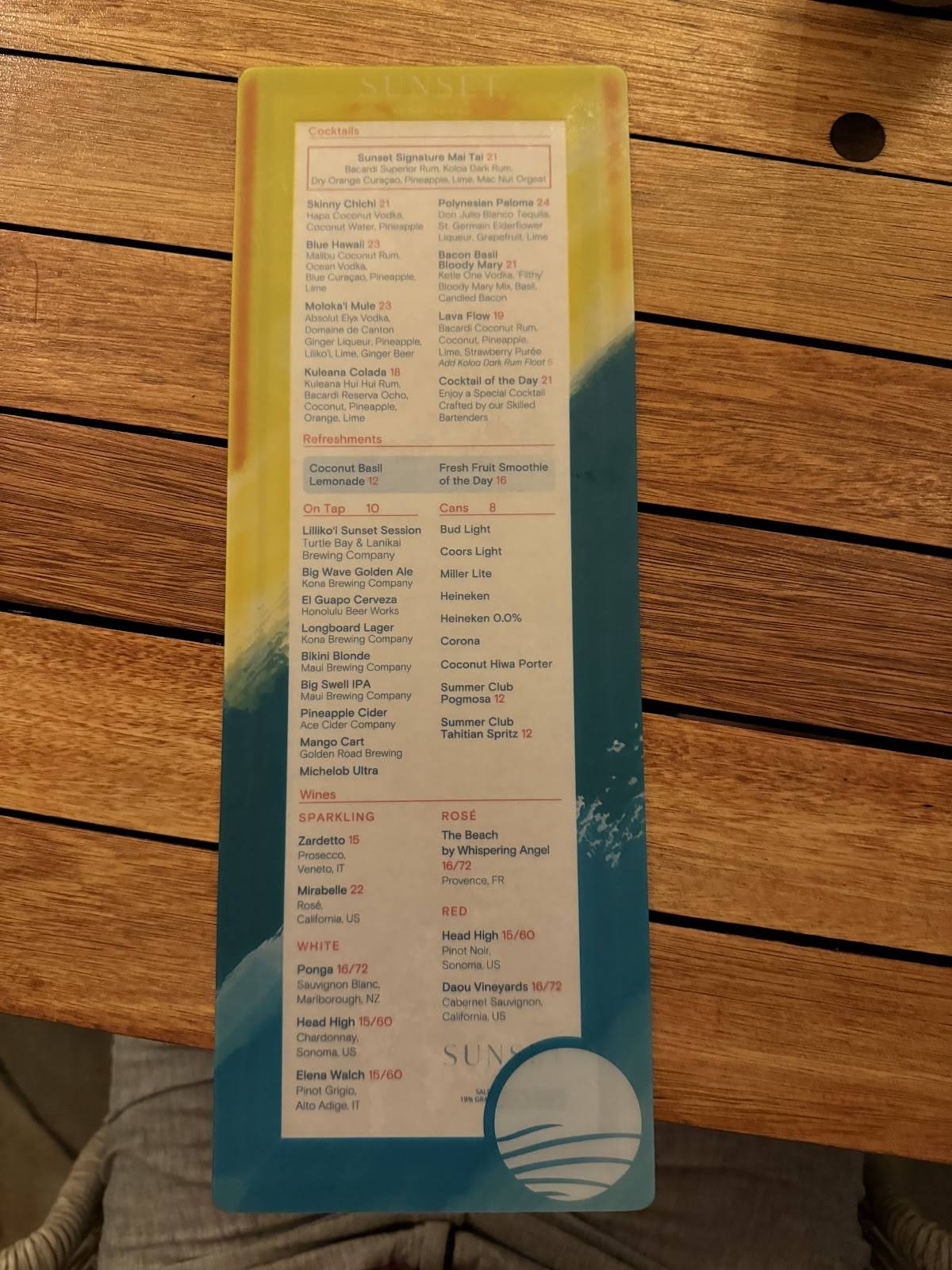 Menu at The Point Sunset & Pool Bar, Kawela Bay