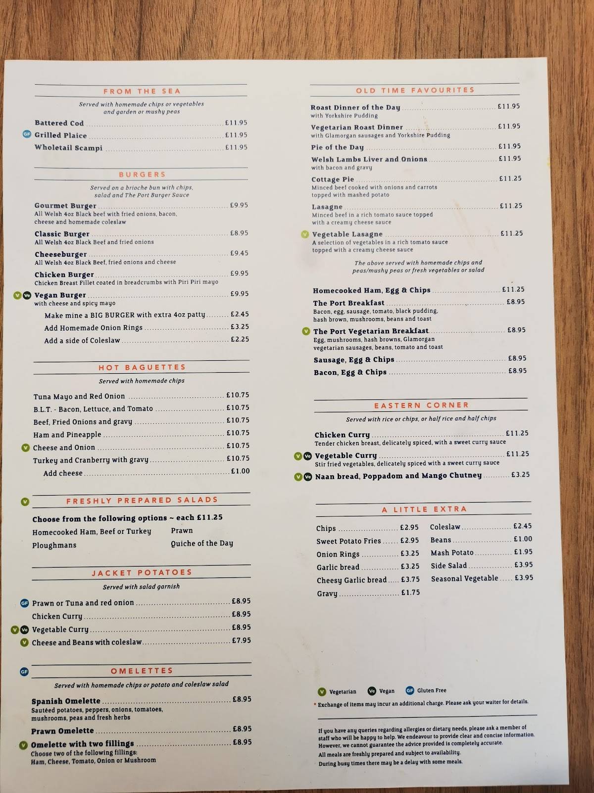 Menu at The Port Cafe Deli & Restaurant, Porthmadog