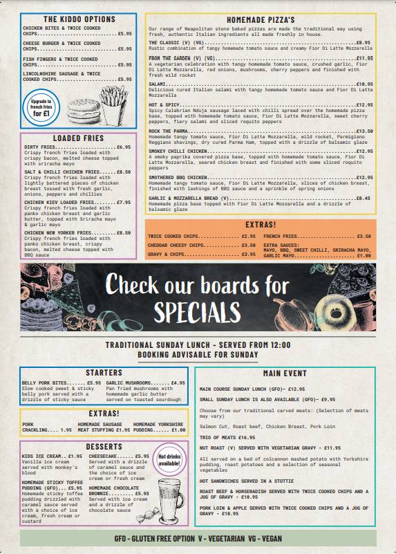 Menu at The Quarry Inn pub & bar, Whitley Bay