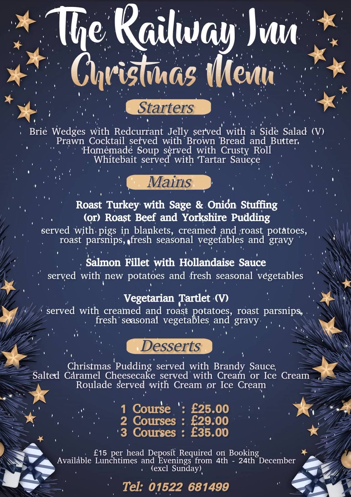 Menu at The Railway Inn pub & bar, Lincoln, Station Rd