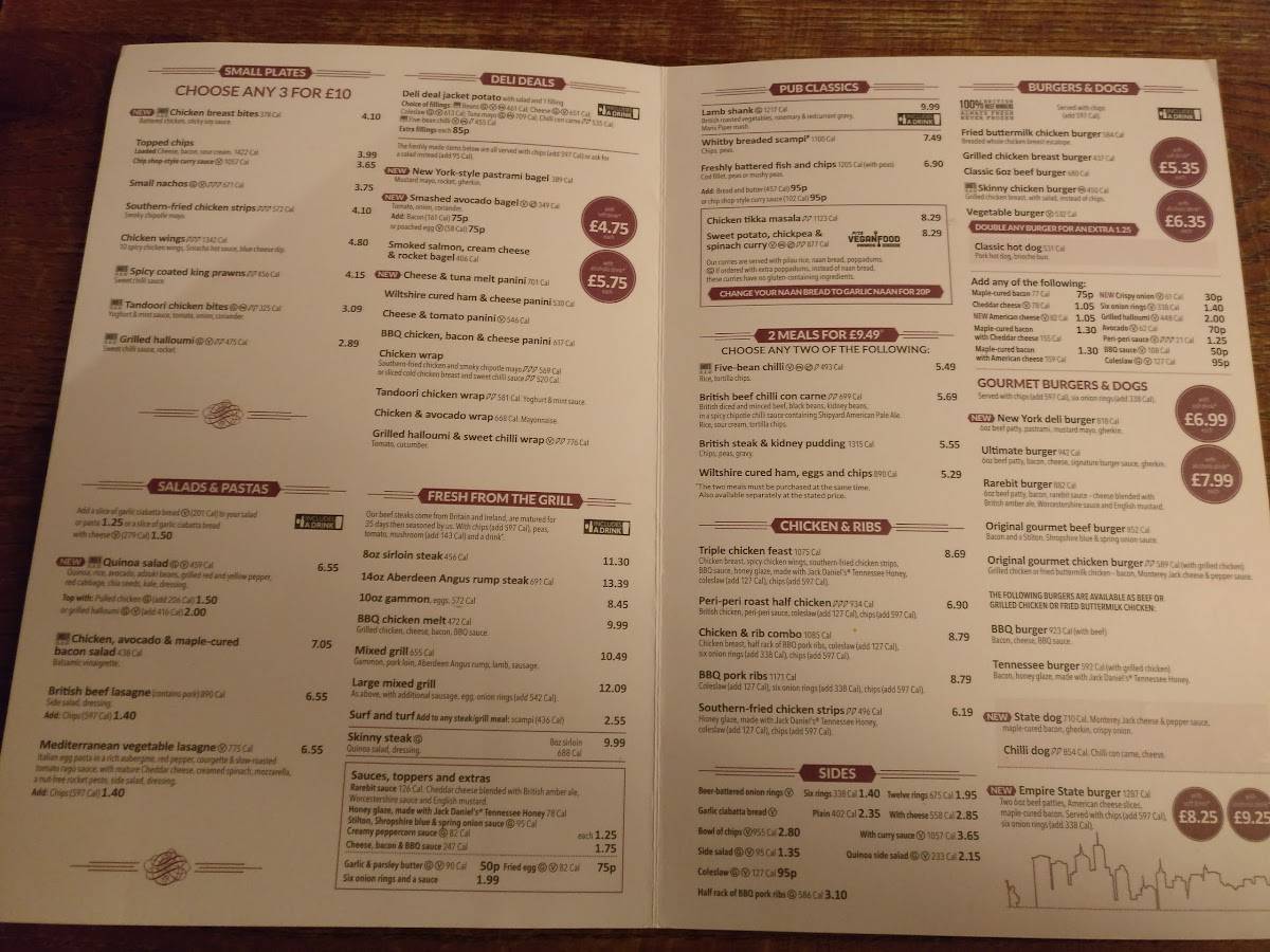 Menu at The Reed's Arms - JD Wetherspoon pub & bar, Burnham-on-Sea