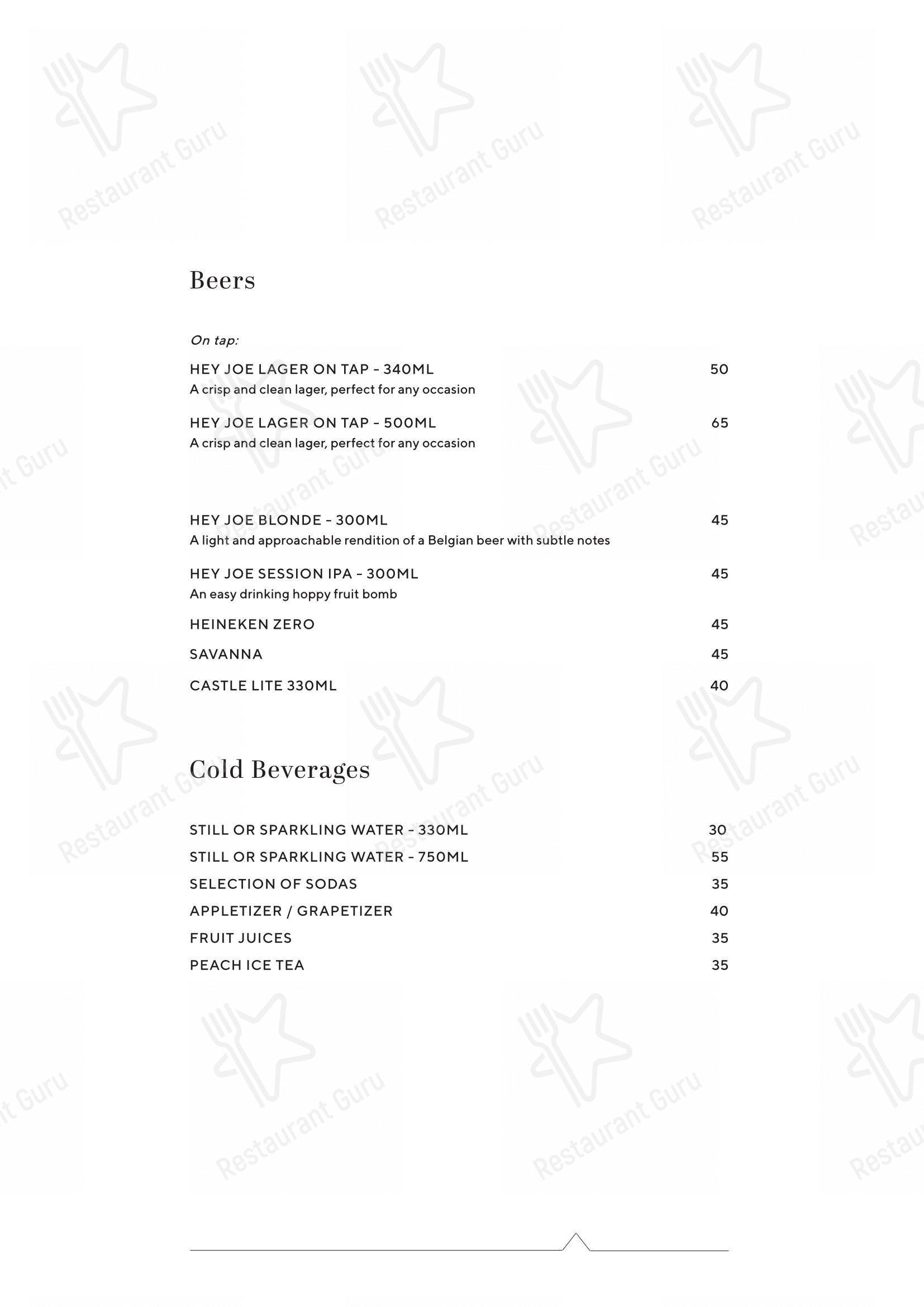 Menu at The Restaurant at Rickety Bridge Estate, Franschhoek, Dassenberg Rd